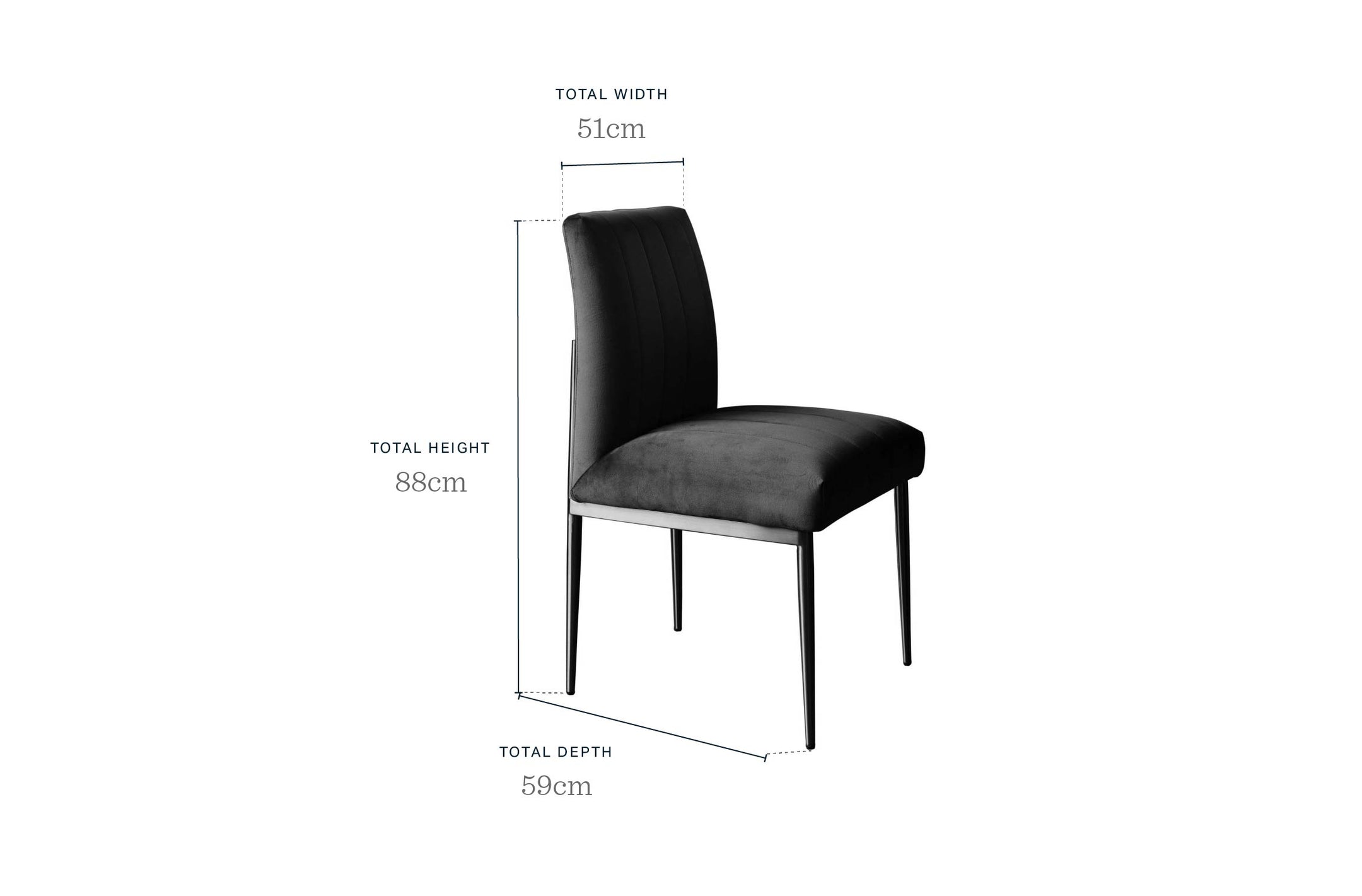 Kendra Black Metal Dining Chair Black Classic Velvet – Danetti