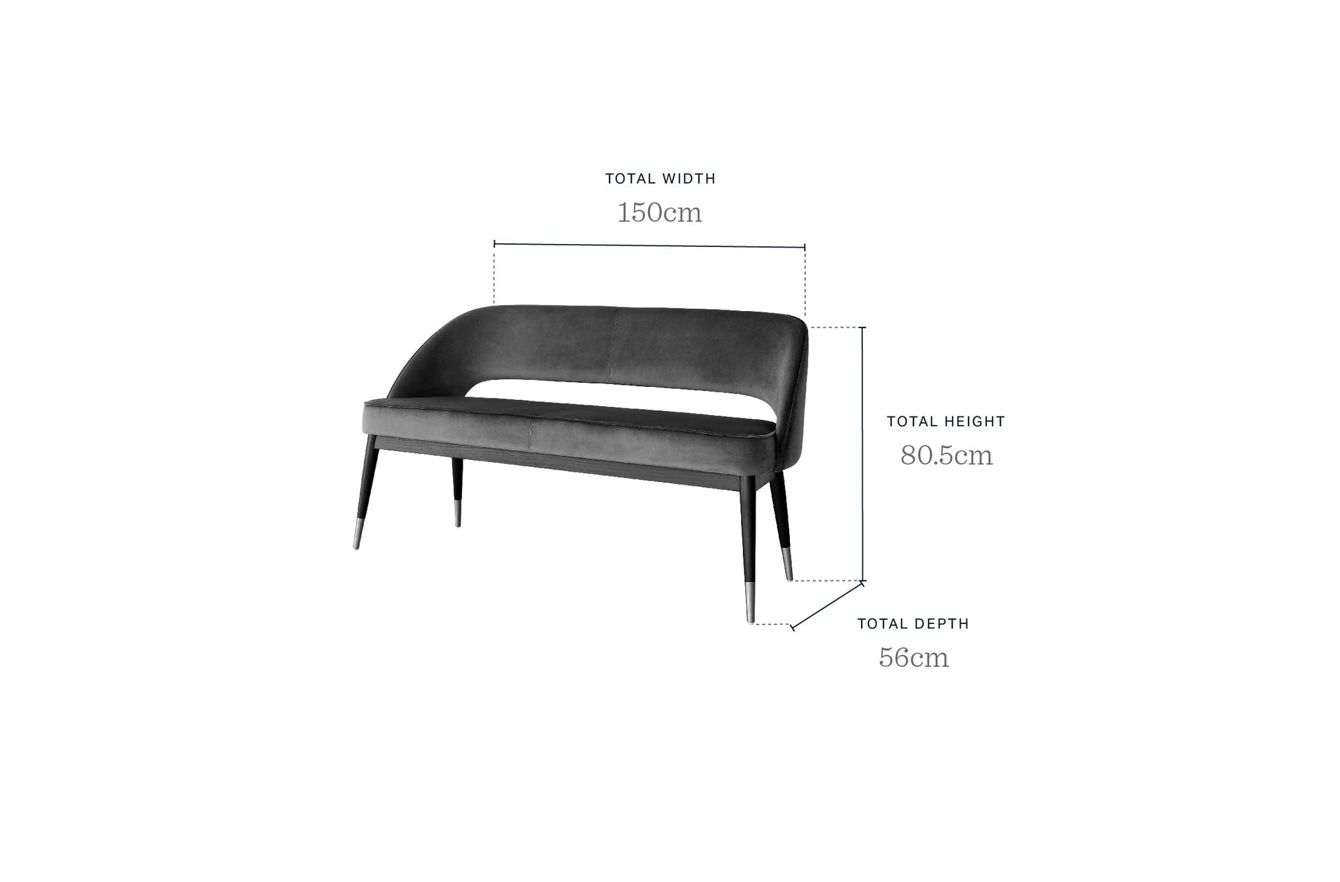 Clover Champagne Velvet Dining Bench by Danetti
