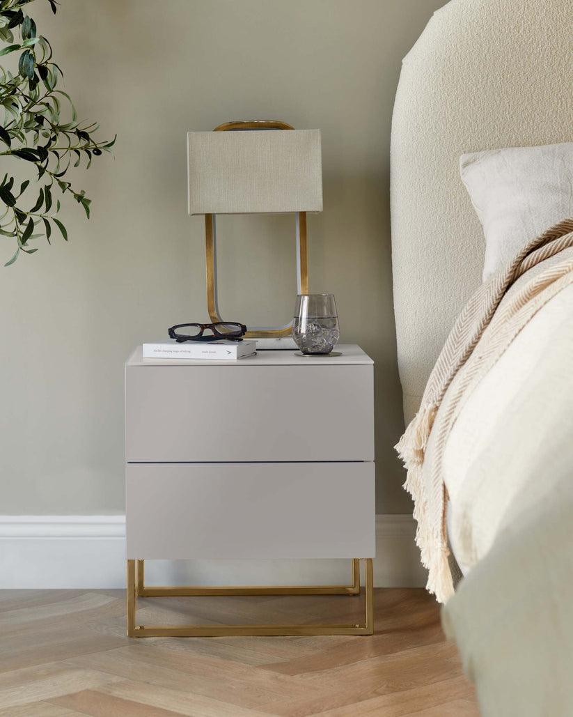 Benton Grey Double Drawer Bedside Table | Danetti