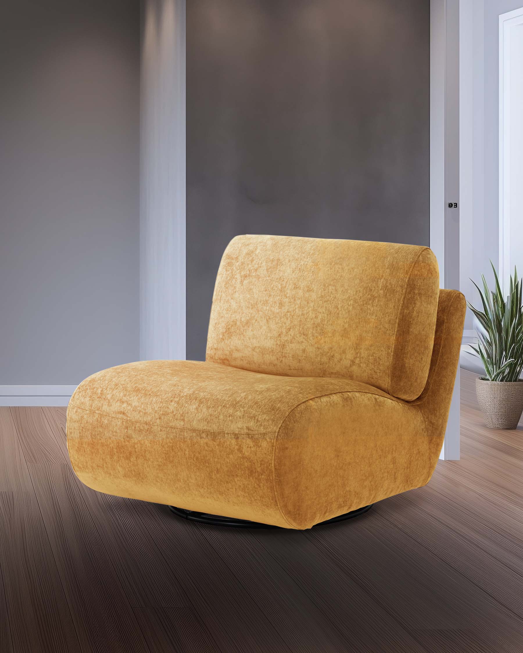 Frances ochre fabric swivel accent chair – Danetti