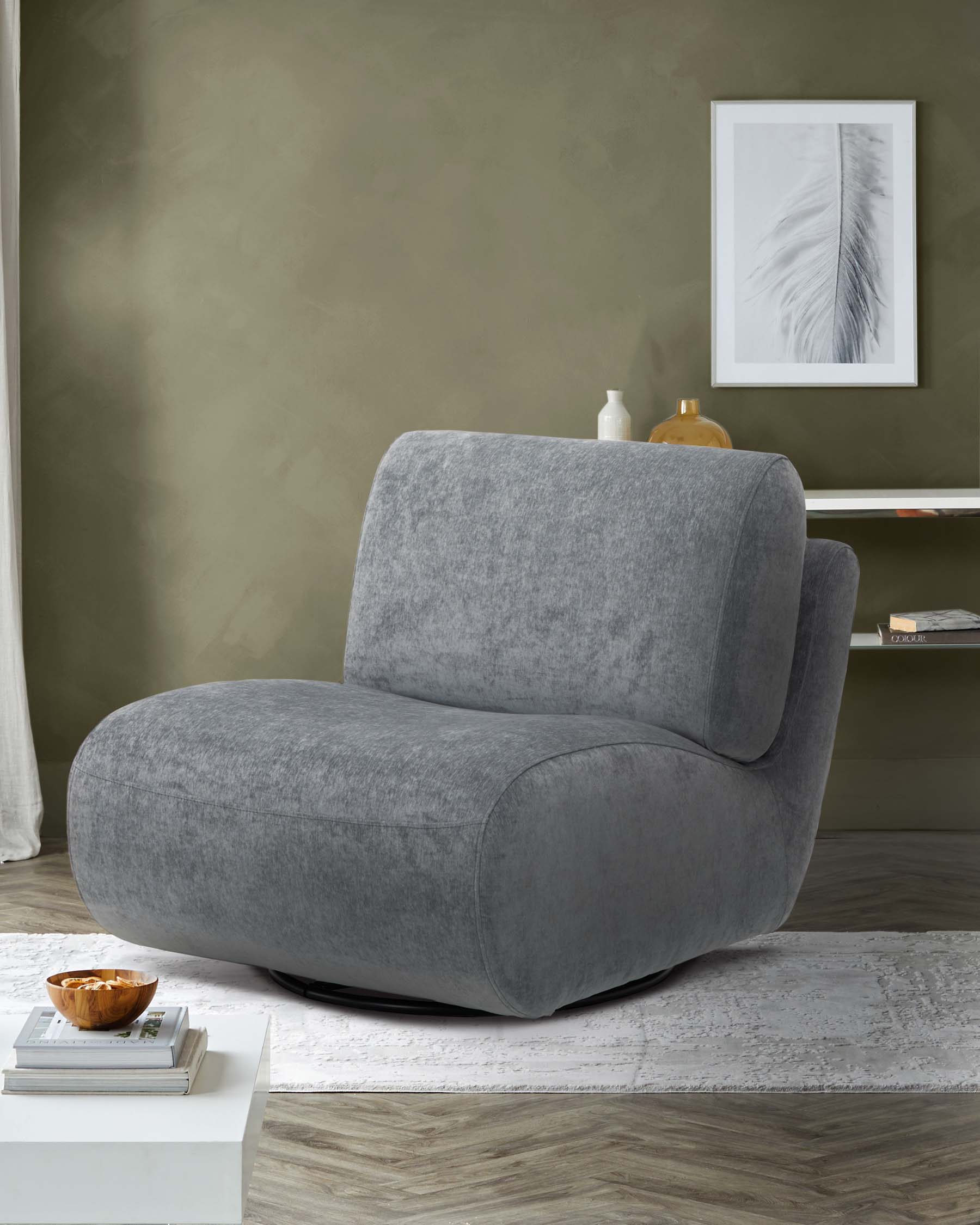 Frances blue grey fabric swivel accent chair – Danetti