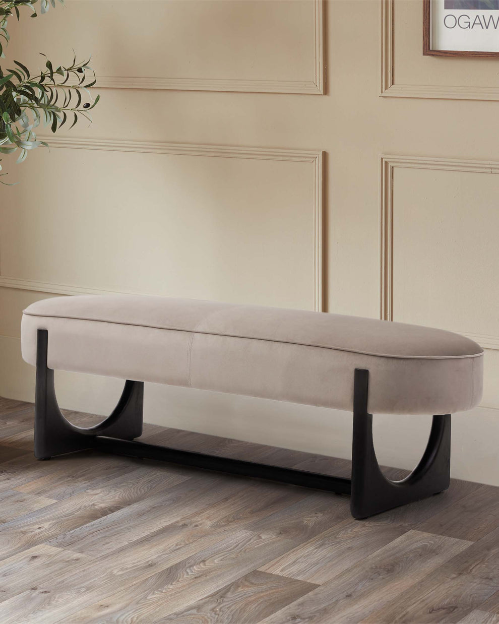 Orlan champagne velvet bench without backrest – Danetti