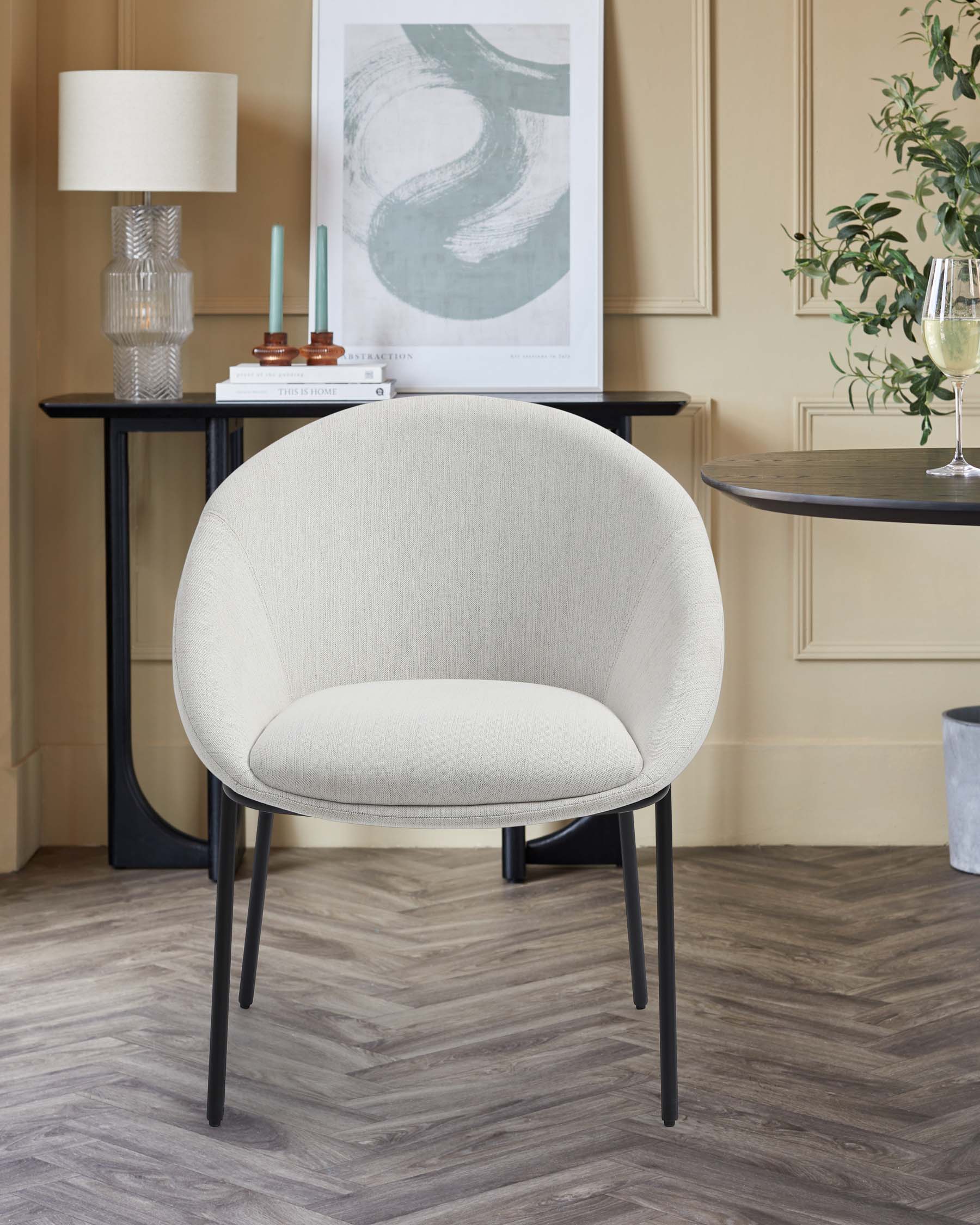 Phoebe ivory dual tone fabric dining chair – Danetti