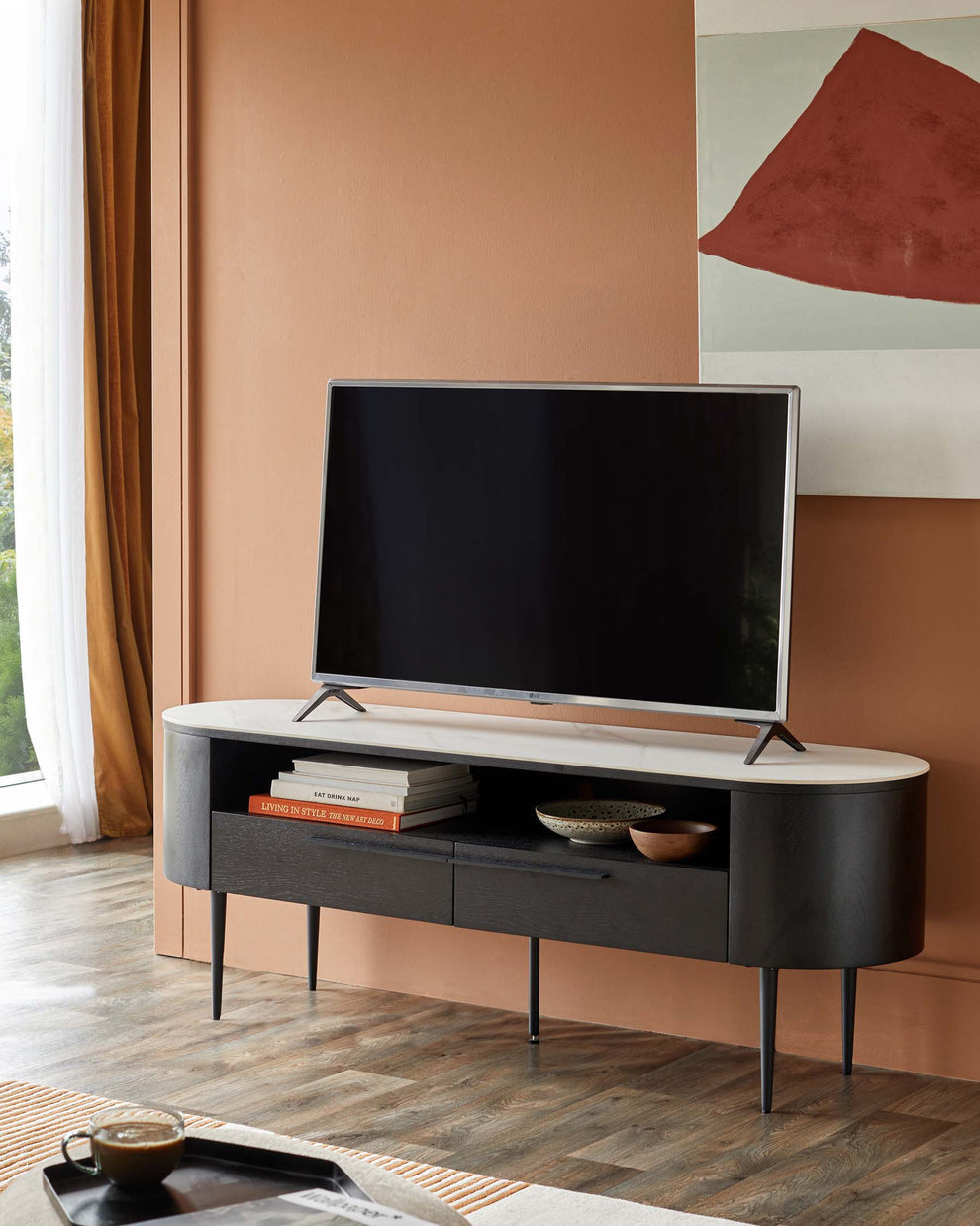 Manhattan marbled ceramic TV stand – Danetti