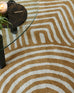 Abstract Swirl Medium Sculpted Wool Rug Ochre – Danetti