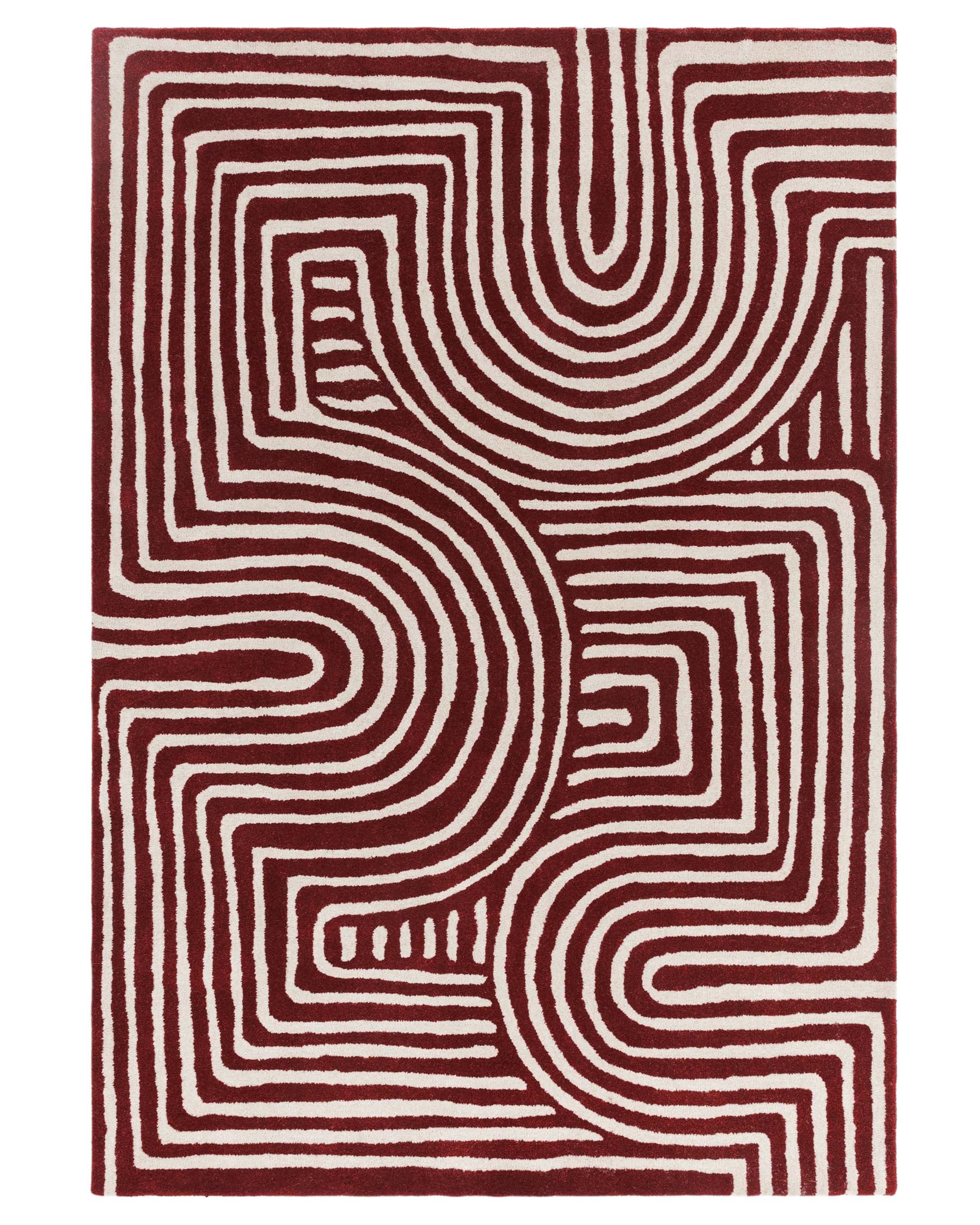 Abstract Swirl deep red wool small rug – Danetti