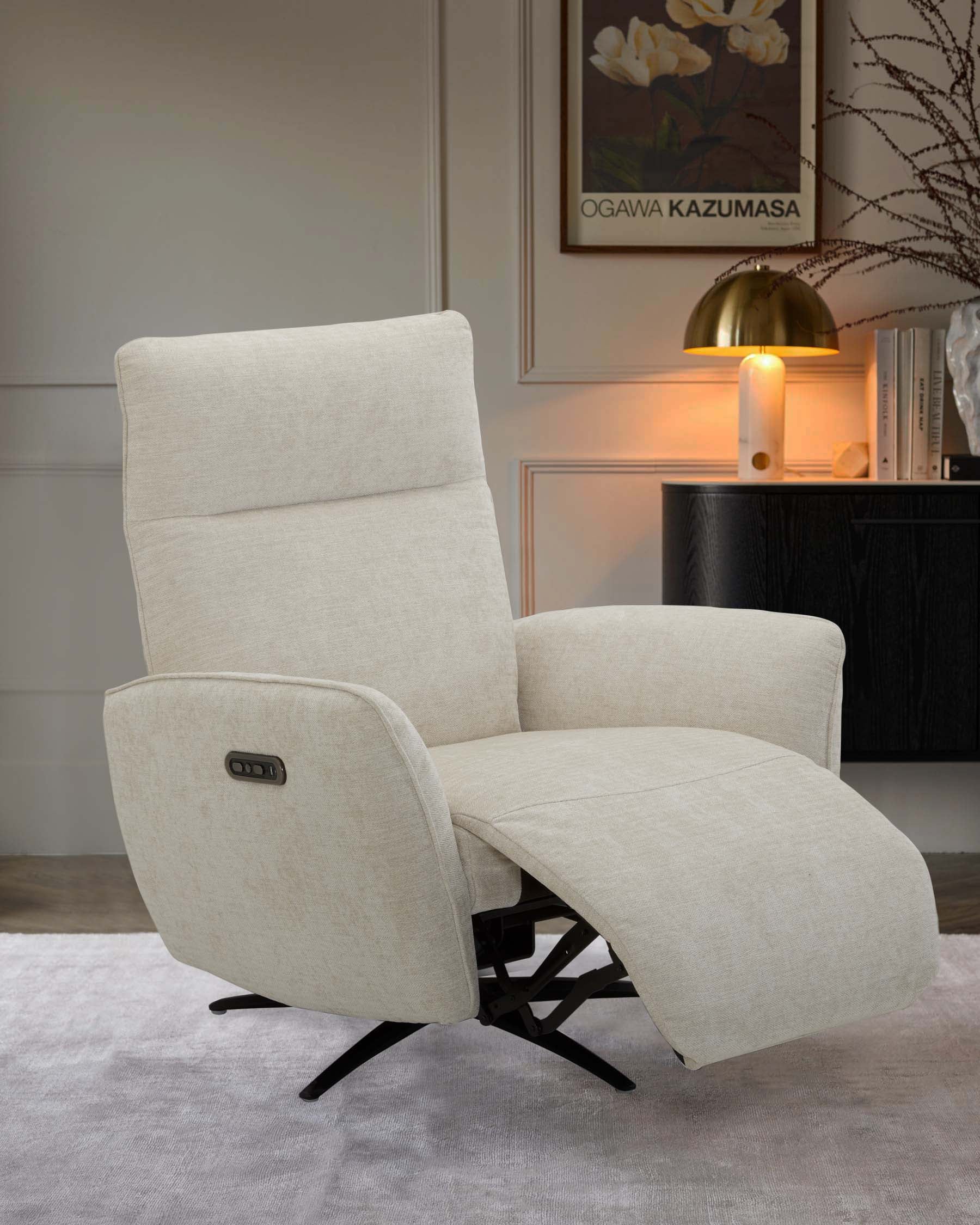 Aiden Ivory Woven Chenille Massage Recliner Chair – Danetti