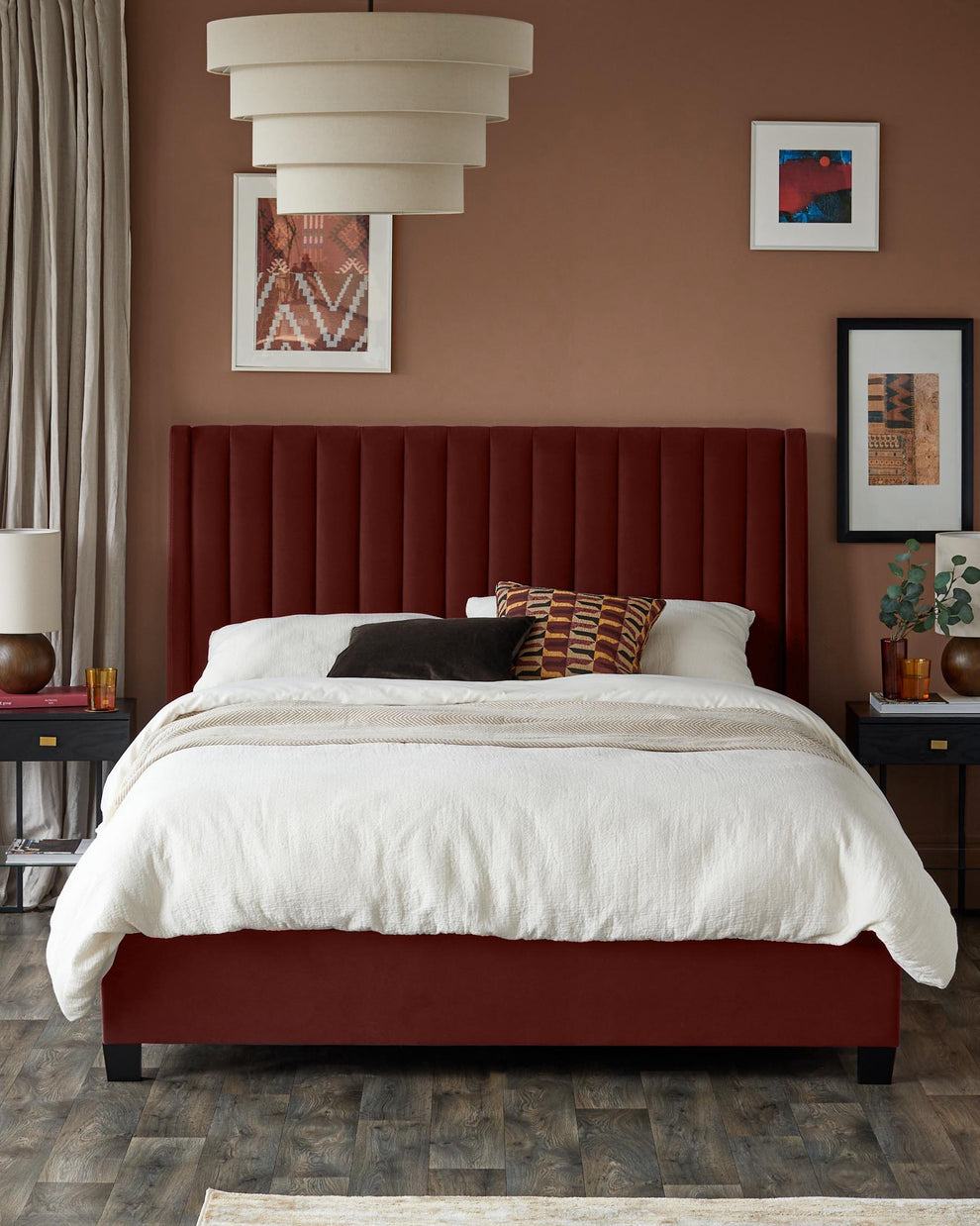 Amalfi toffee red velvet king size ottoman storage bed – Danetti