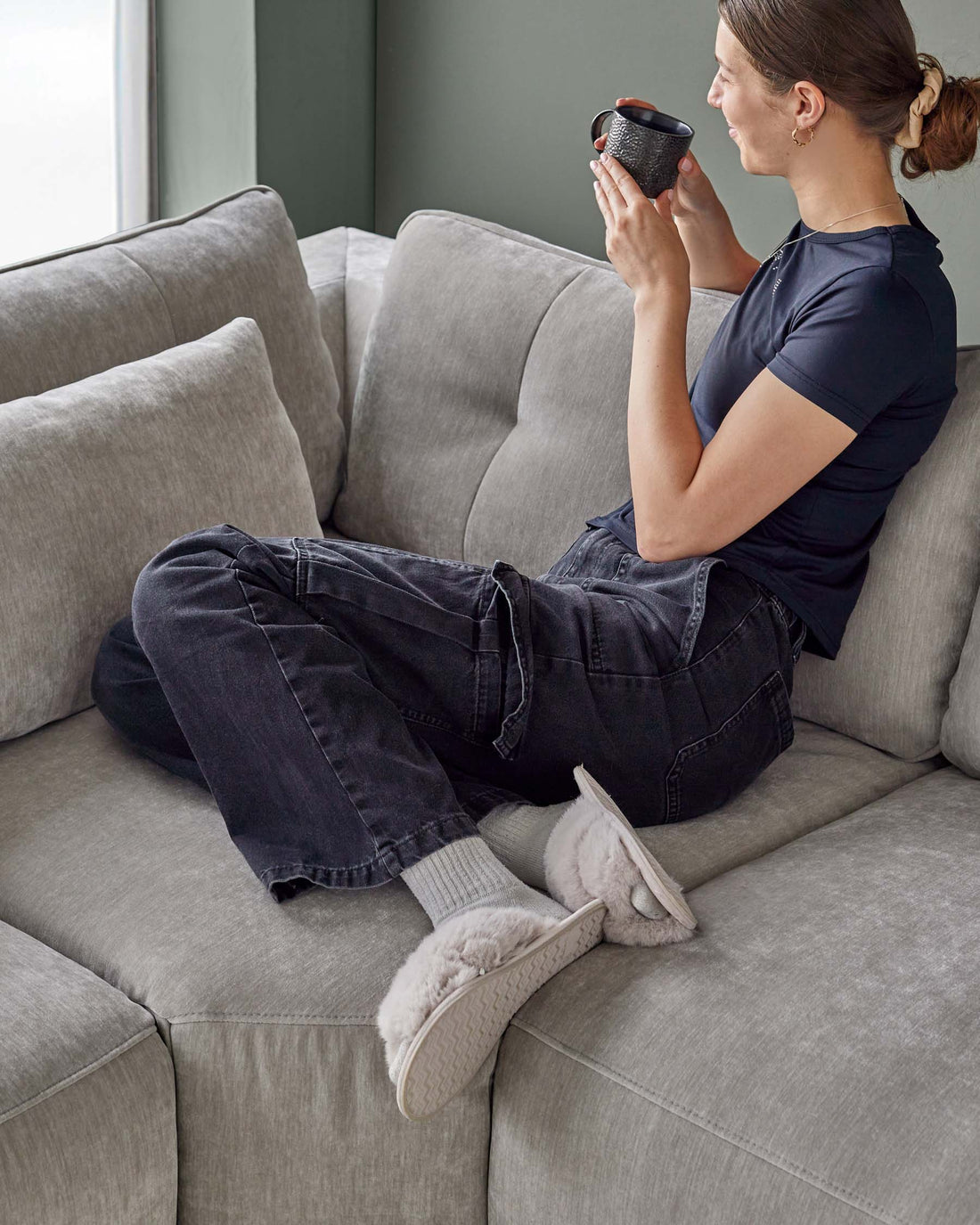 Arianna Light Grey Fabric Right Hand Corner Chaise – Danetti