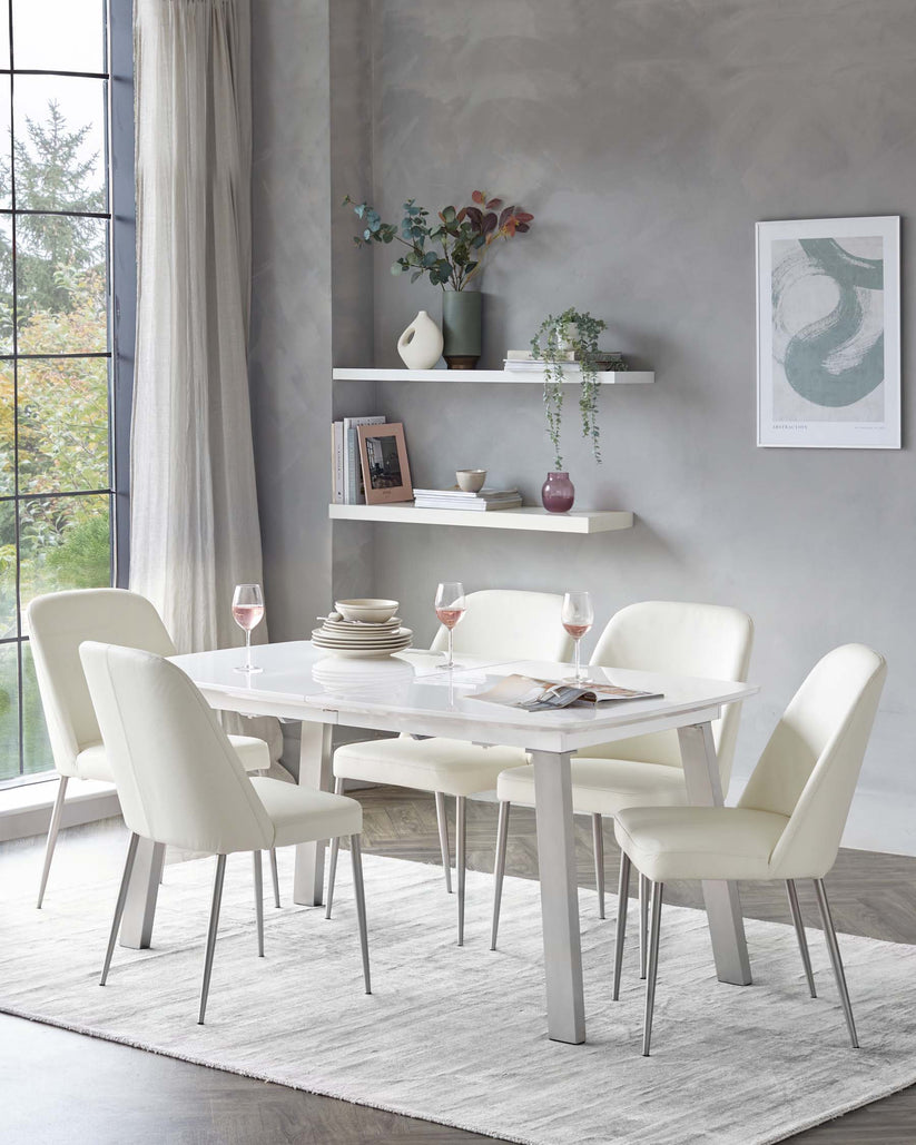 Assi White Gloss Extending 6 to 8 Seater Dining Table by Danetti