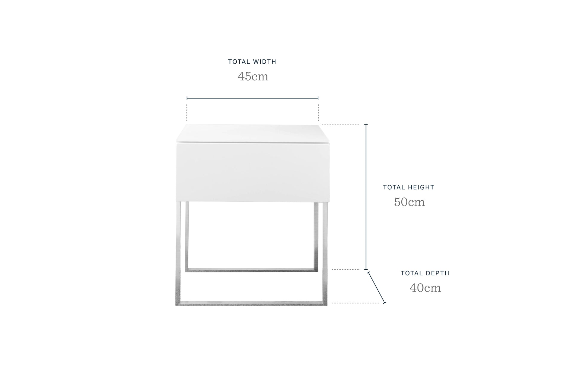 White Single Drawer Bedside Table | White & Brass Side Table | Danetti