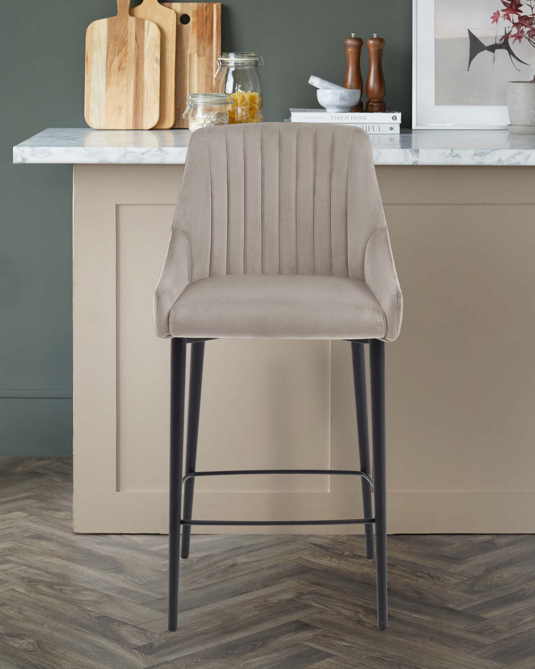 Blakely champagne velvet bar stool – Danetti