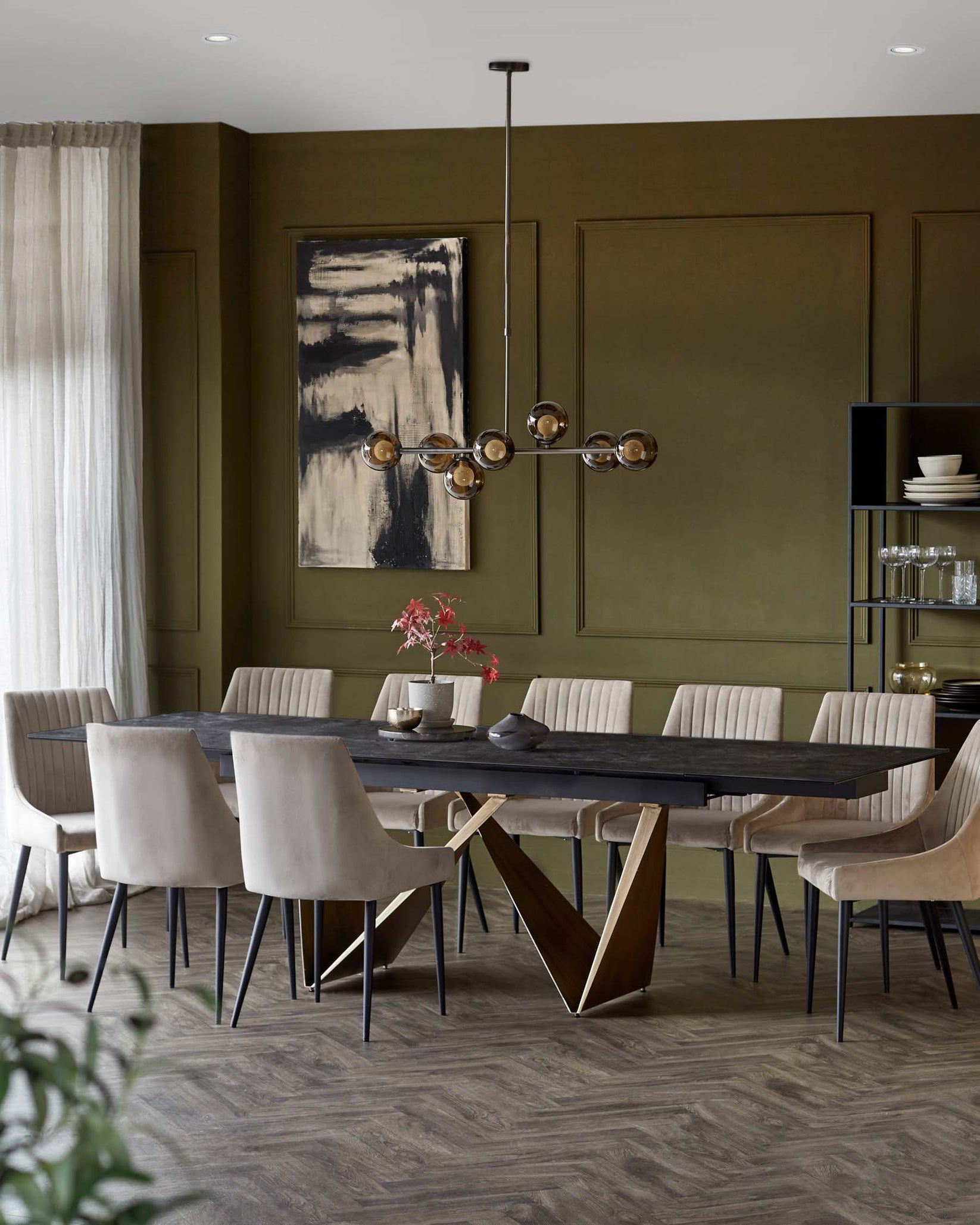 Calenzano Dark Grey Ceramic Extending 8 to 10 Seater Dining Table – Danetti
