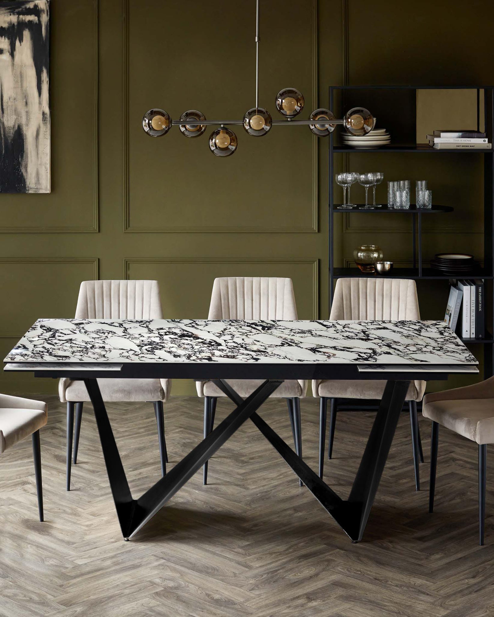 Calenzano white calacatta ceramic extending 8 to 10 seater dining table ...