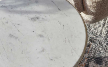 Cara light mango wood marble top side table – Danetti