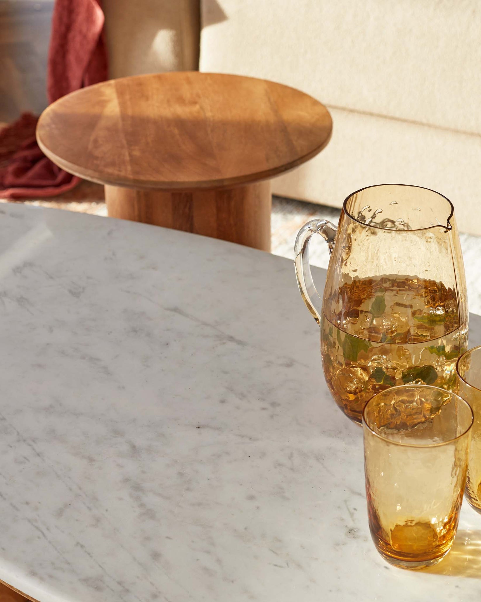 Cara light mango wood marble top coffee table – Danetti