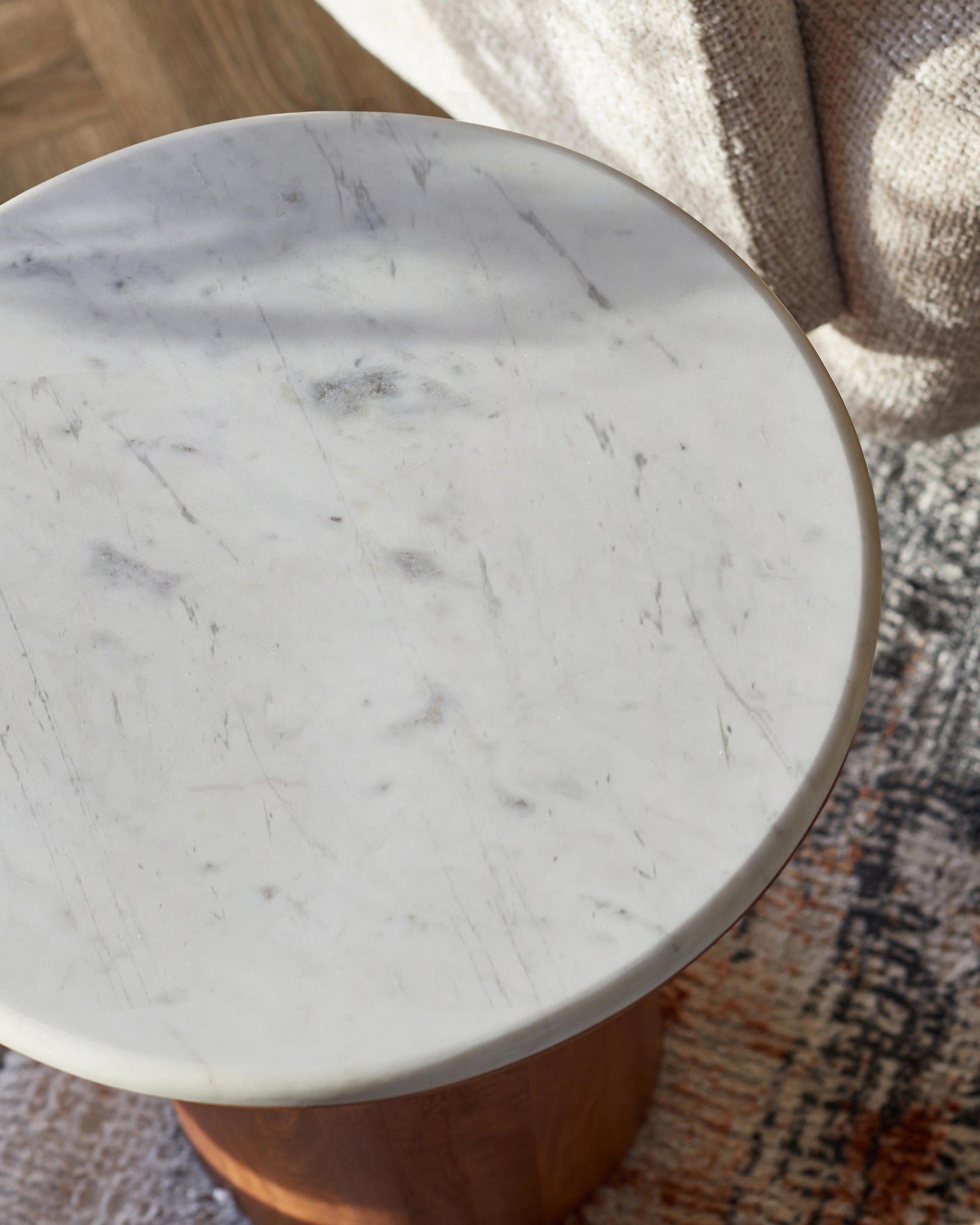 Cara light mango wood marble top side table – Danetti