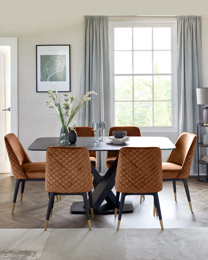 Mae Rust Velvet Dining Chair – Danetti