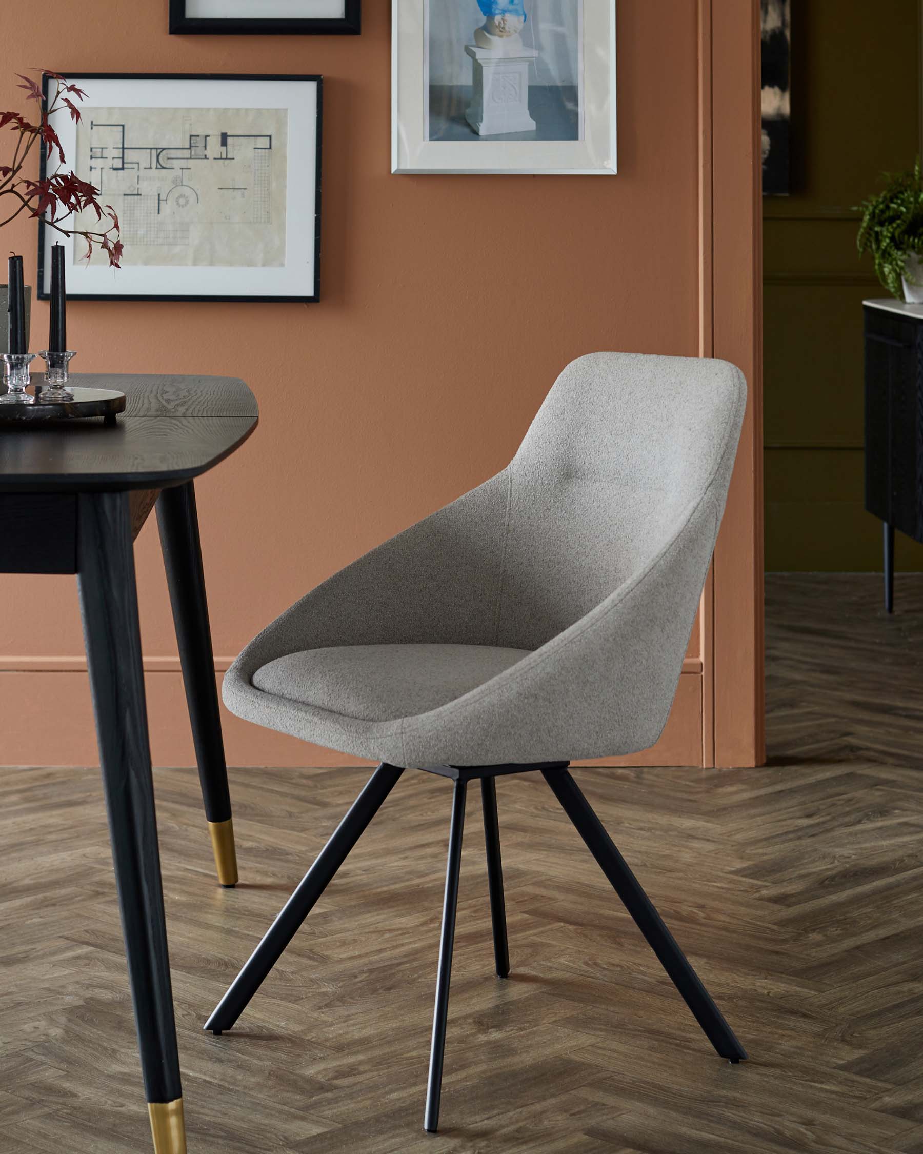 Cleo grey boucle swivel chair – Danetti
