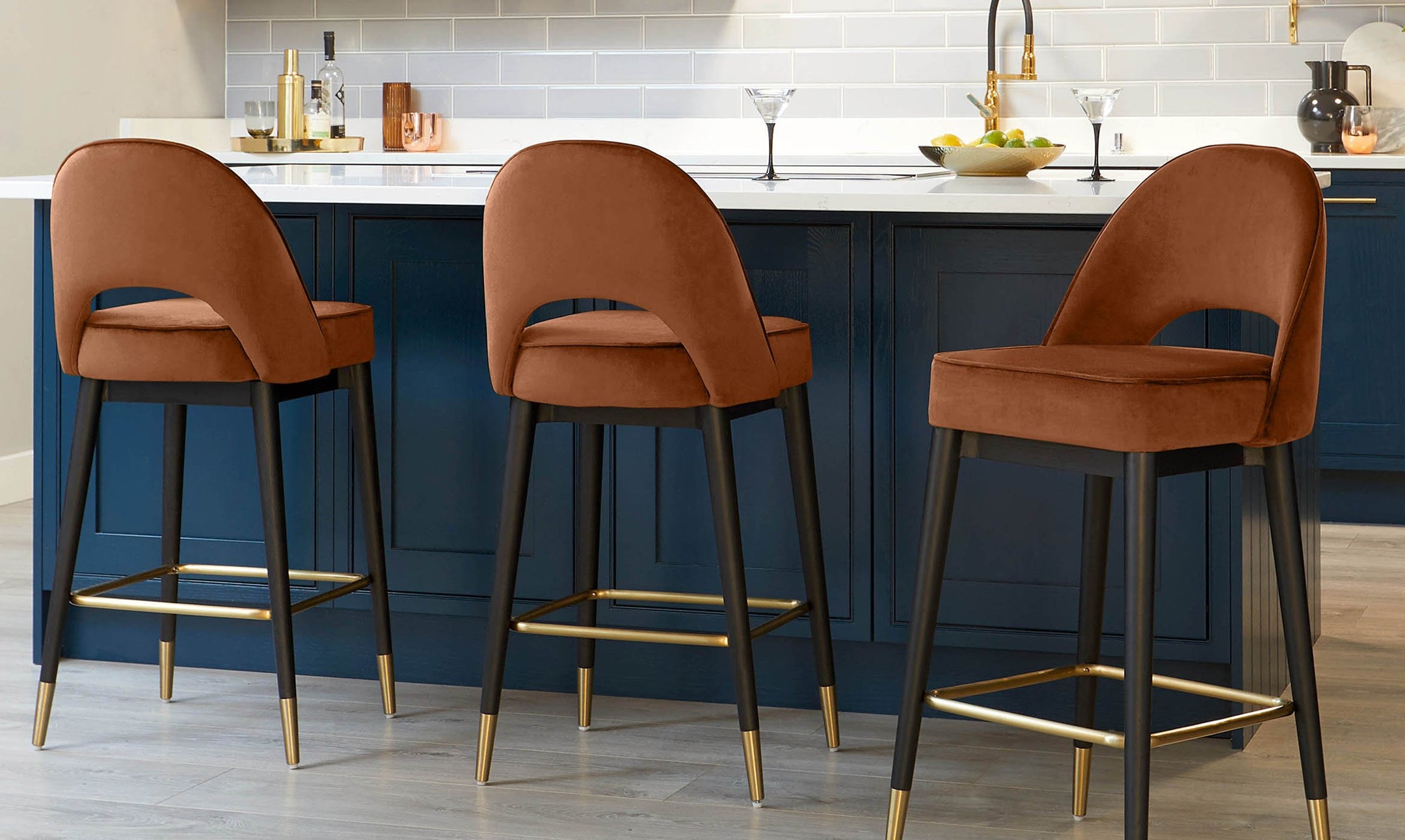 Clover Silver Grey Velvet Bar Stool | Mid-century Bar Stools – Danetti