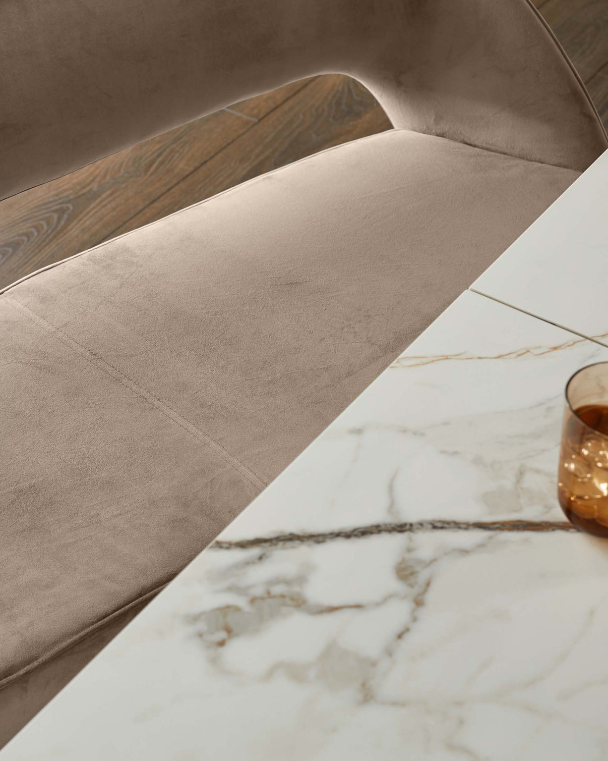 Clover Champagne Velvet Dining Bench by Danetti