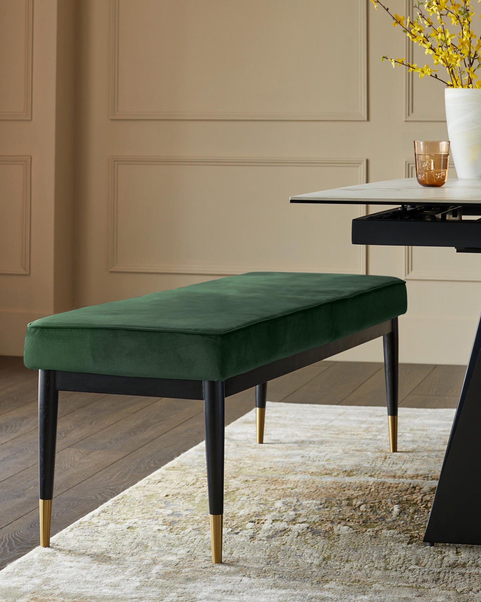 Clover dark green velvet bench without backrest – Danetti