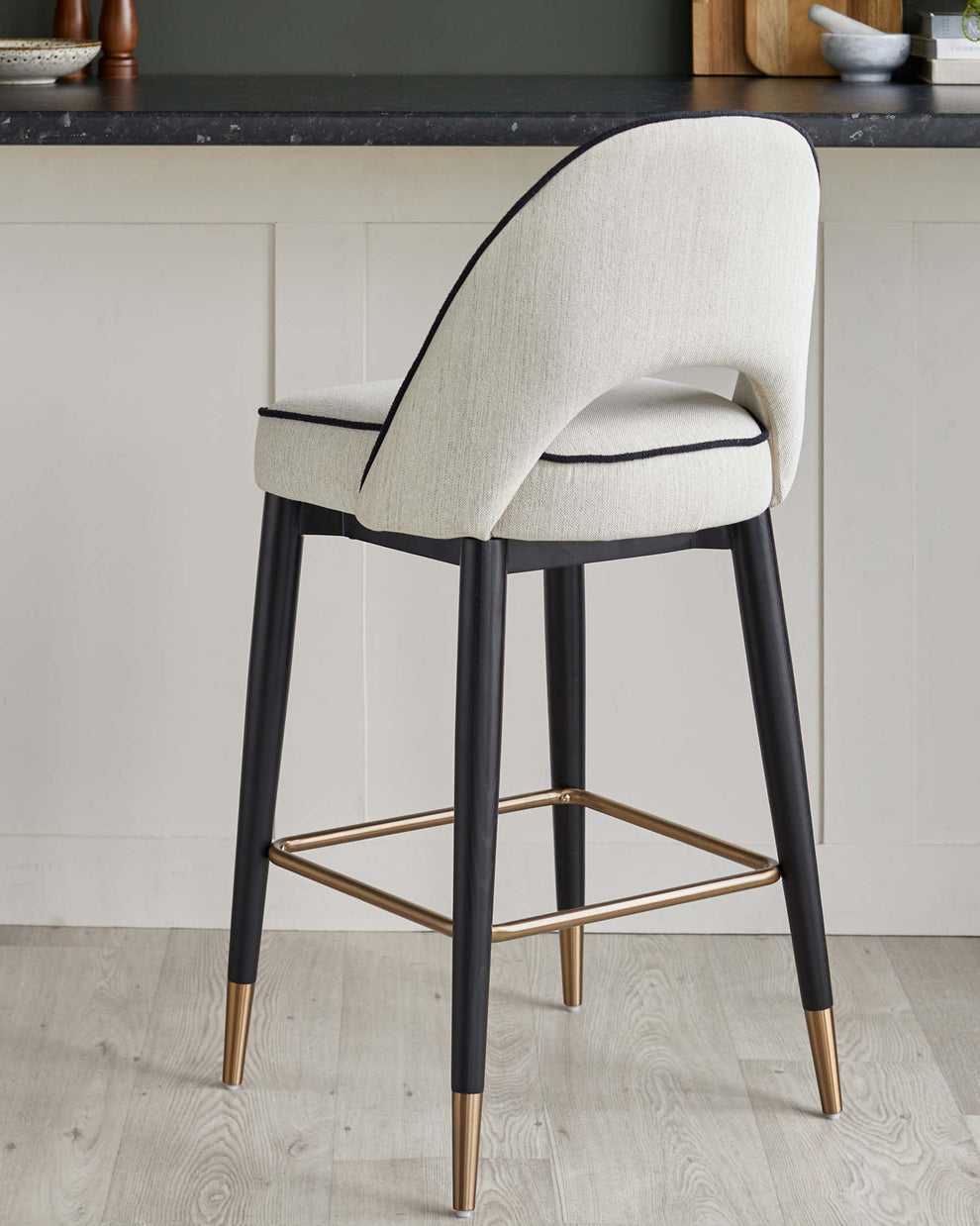 Clover ivory dual tone fabric bar stool with bronze legs - set of 2 ...