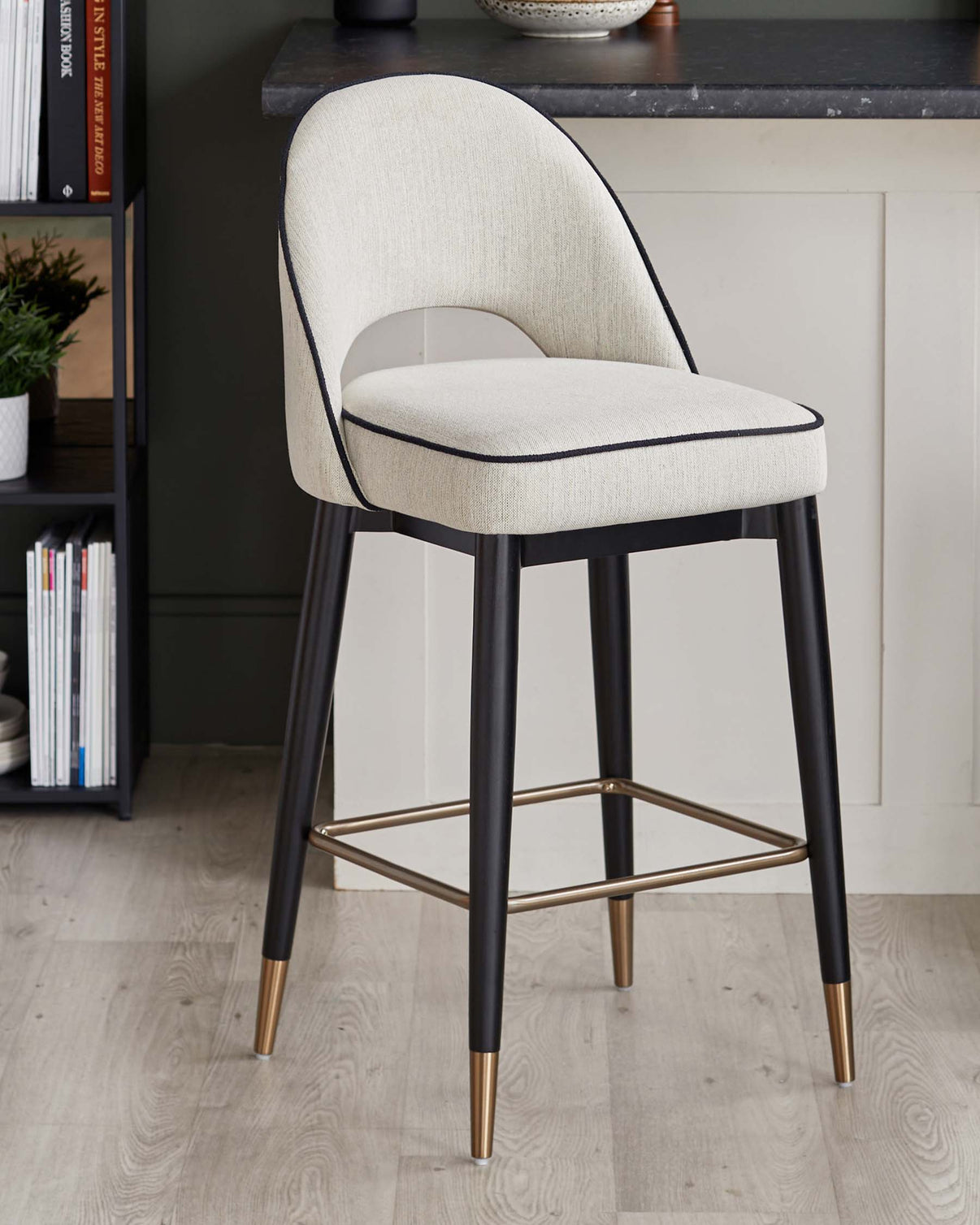 Clover ivory dual tone fabric bar stool with bronze legs - set of 2 ...