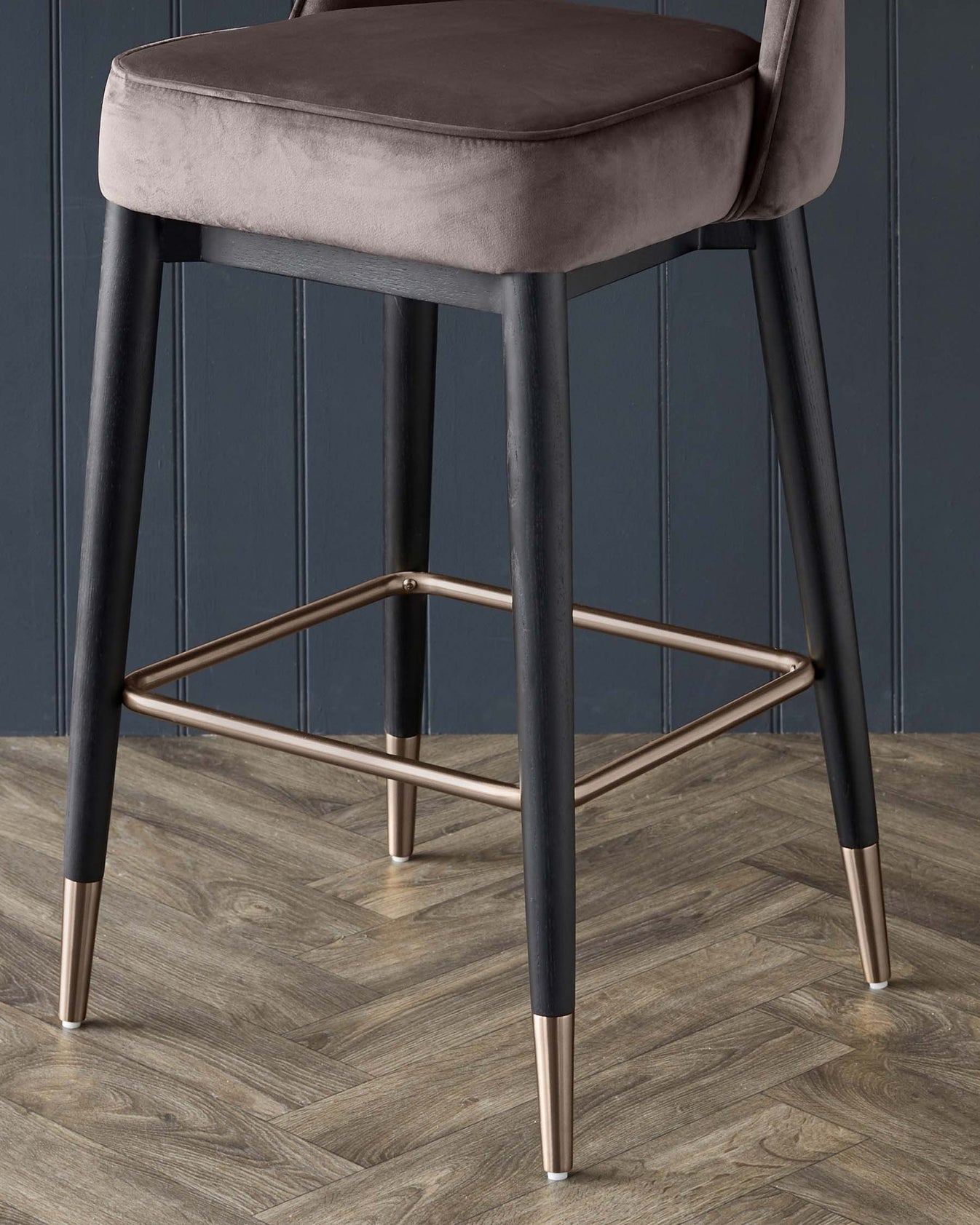 Clover Mocha Velvet Bar Stool With Black and Brass Legs – Danetti