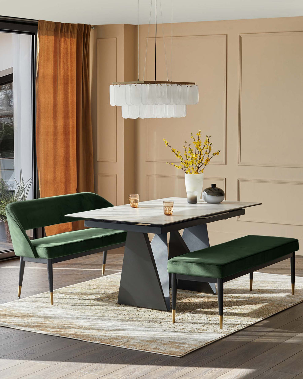 Clover dark green velvet bench without backrest – Danetti