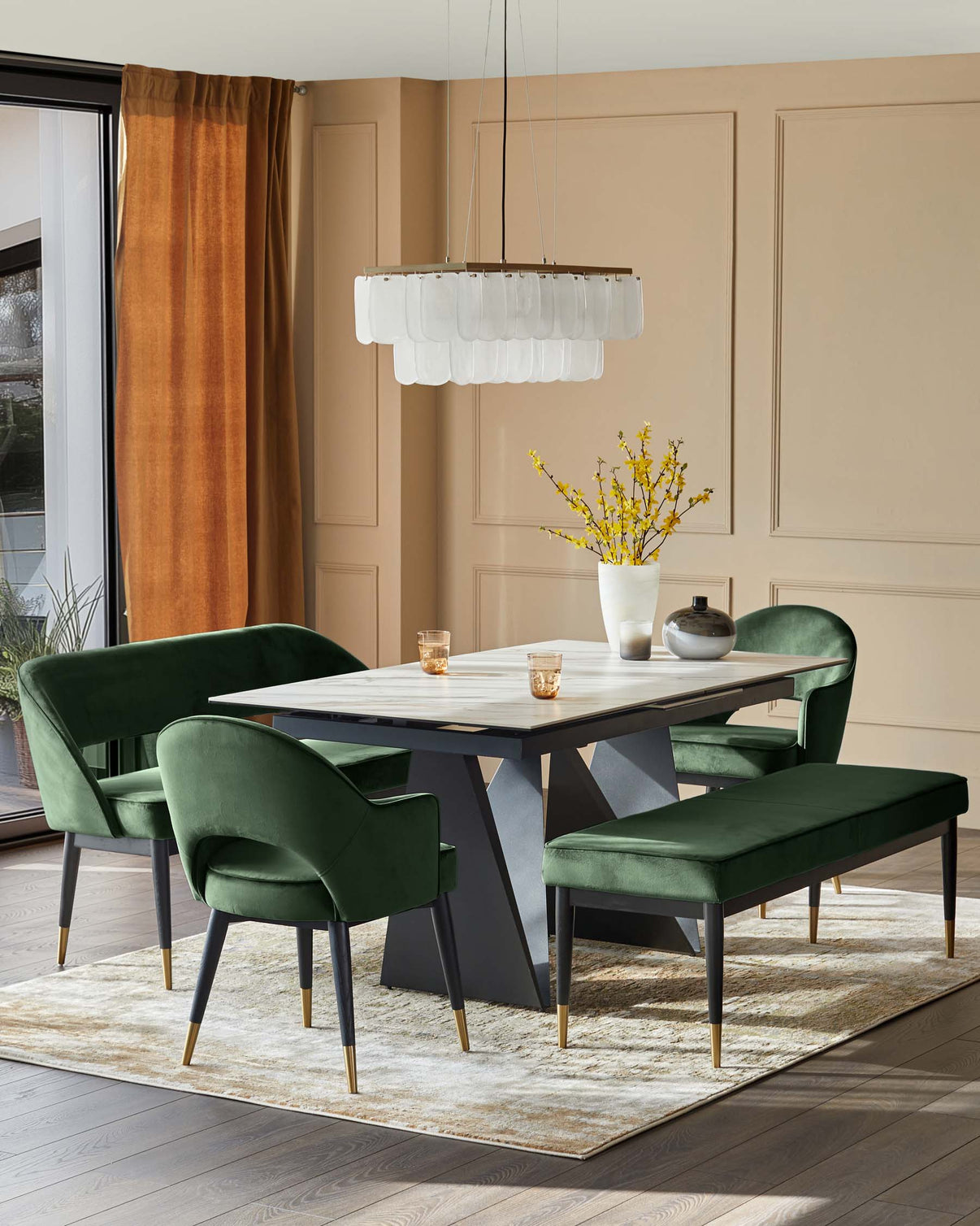 Clover dark green velvet bench without backrest – Danetti