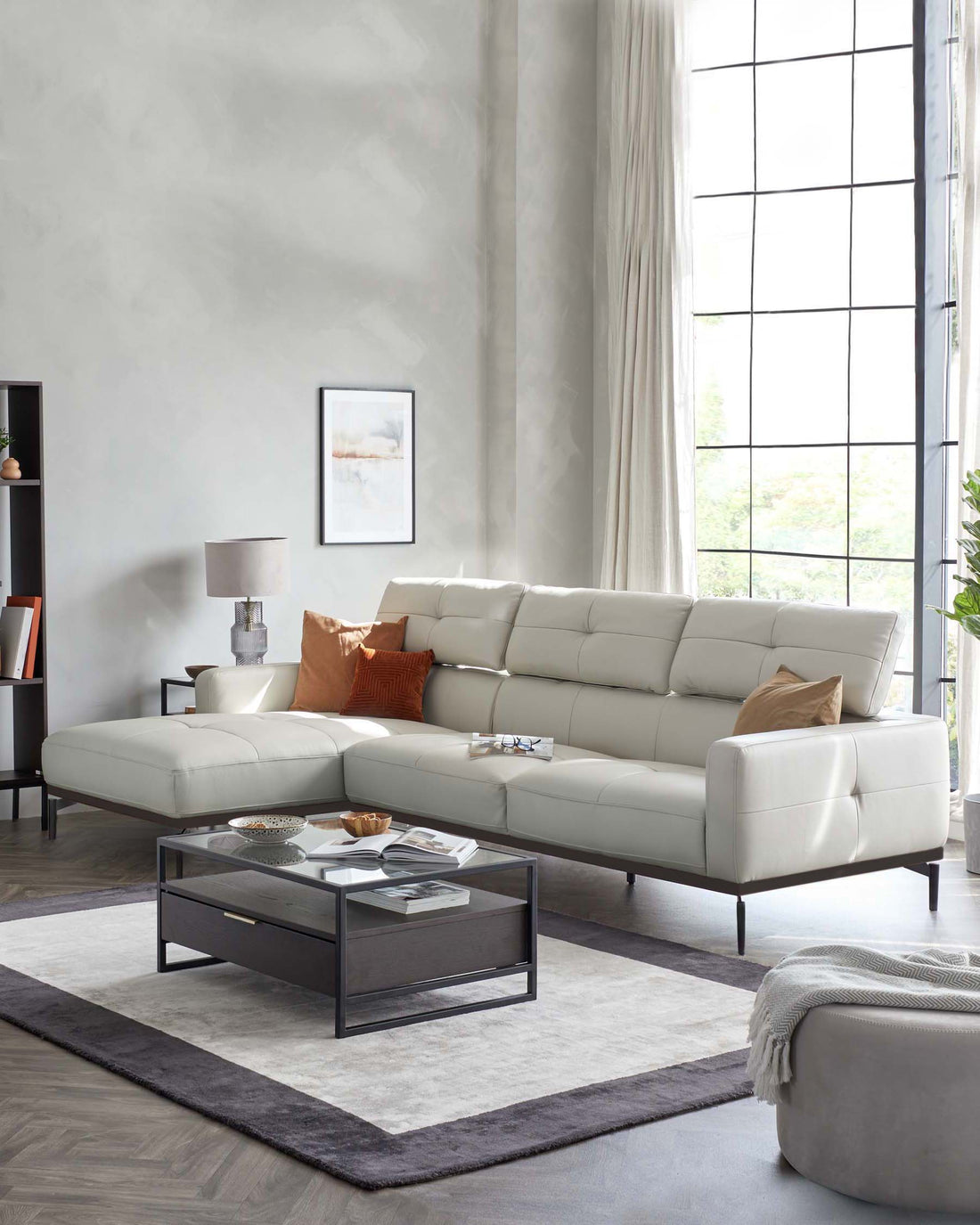 Colton Leather Left Hand Corner Chaise by Danetti