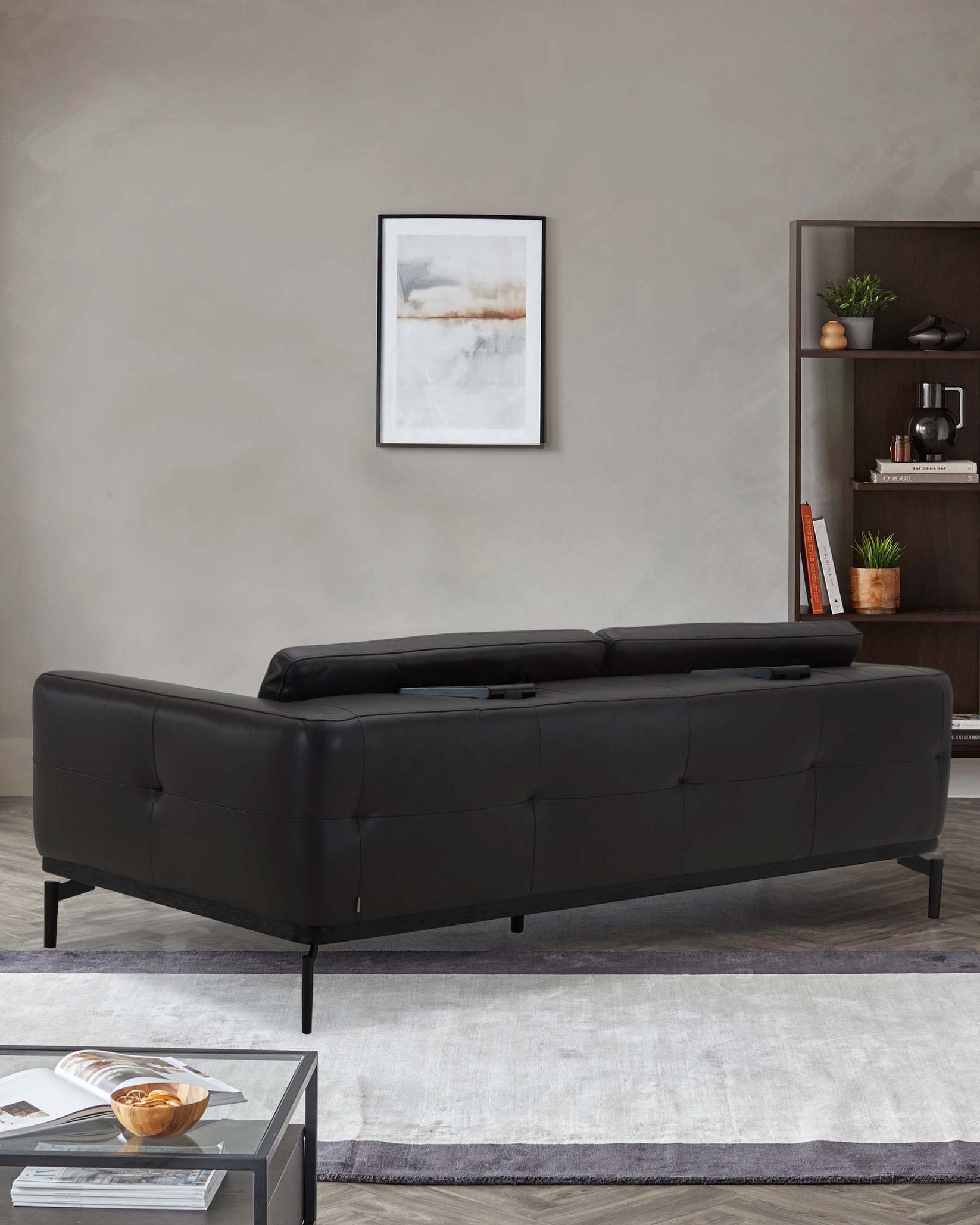 Colton black leather 3 seater sofa – Danetti