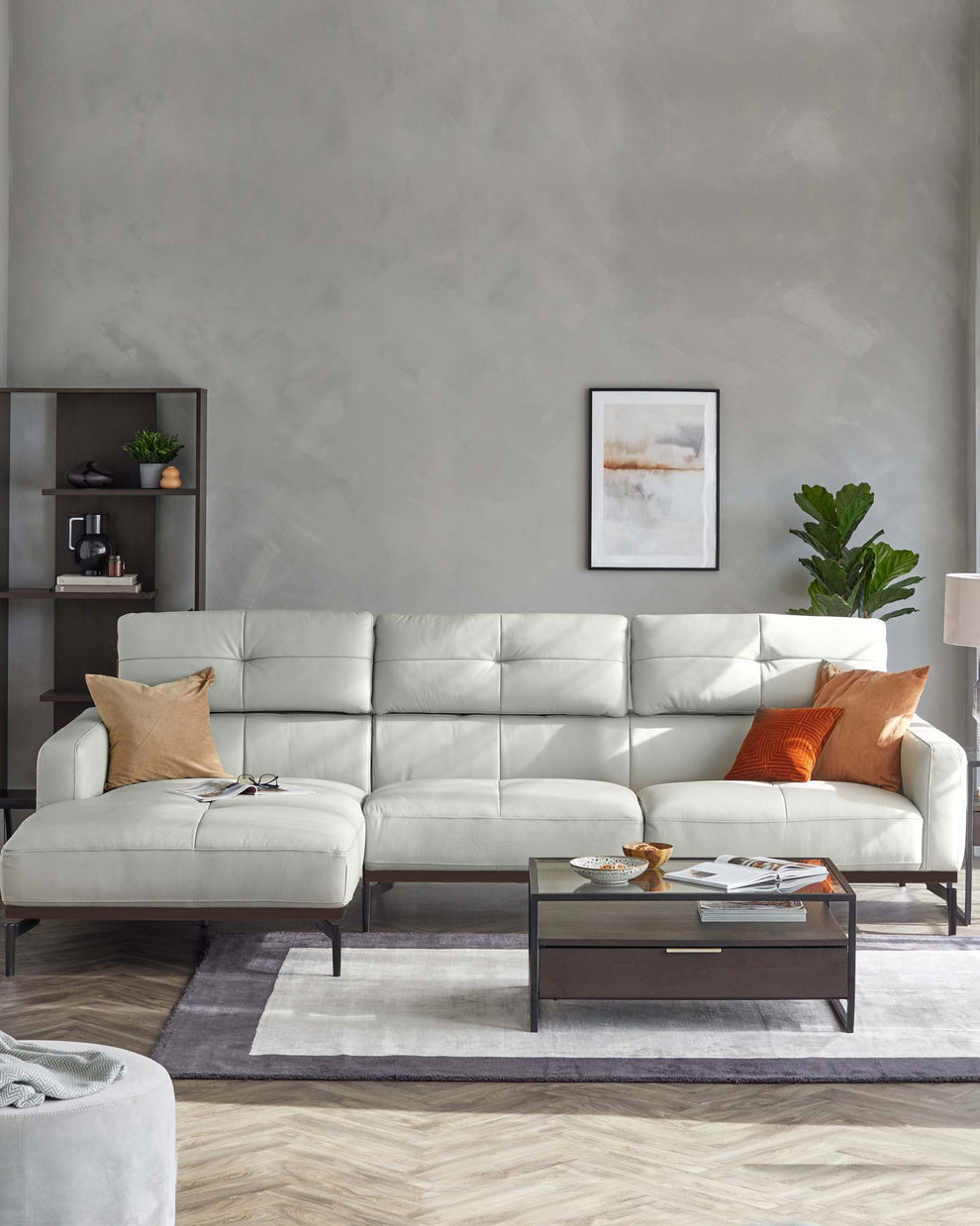 Colton Leather Left Hand Corner Chaise by Danetti