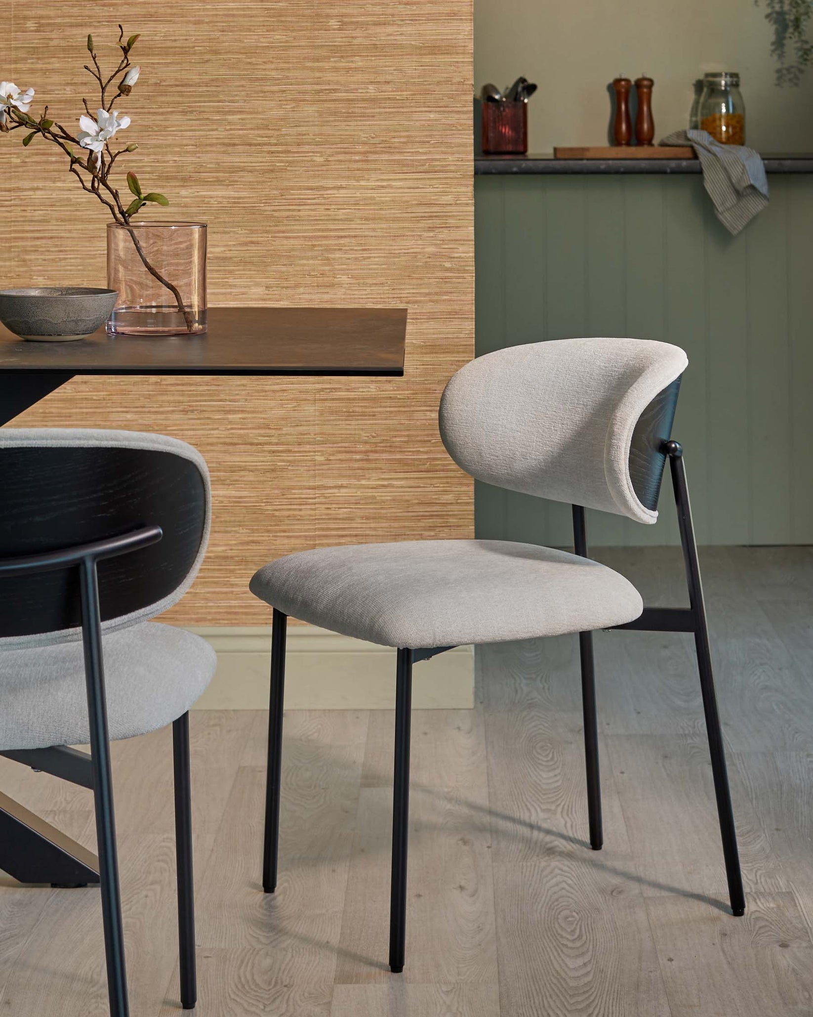 Cree cream chenille dining chair – Danetti