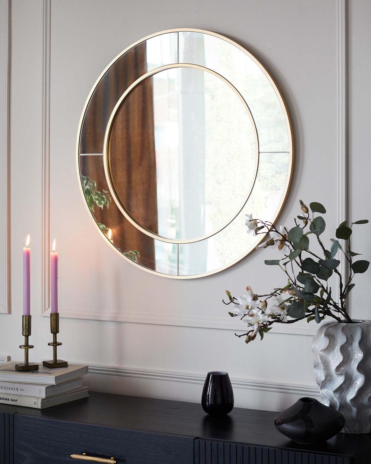Elton Medium Round Wall Mirror Gold – Danetti