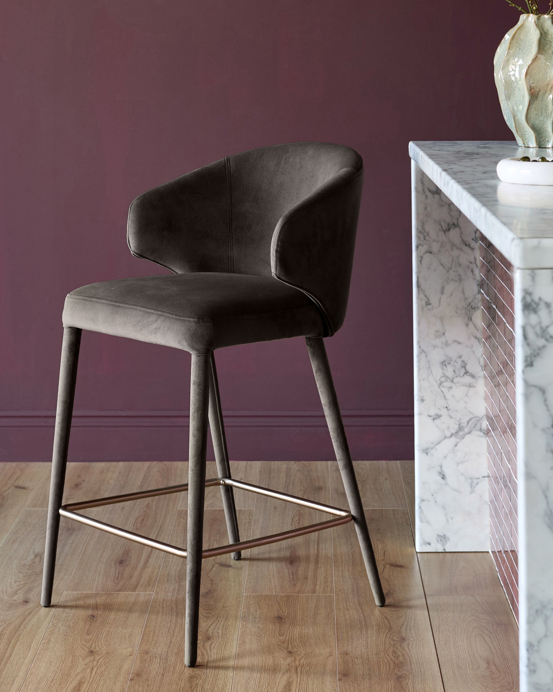 Ethan dark chocolate velvet bar stool – Danetti
