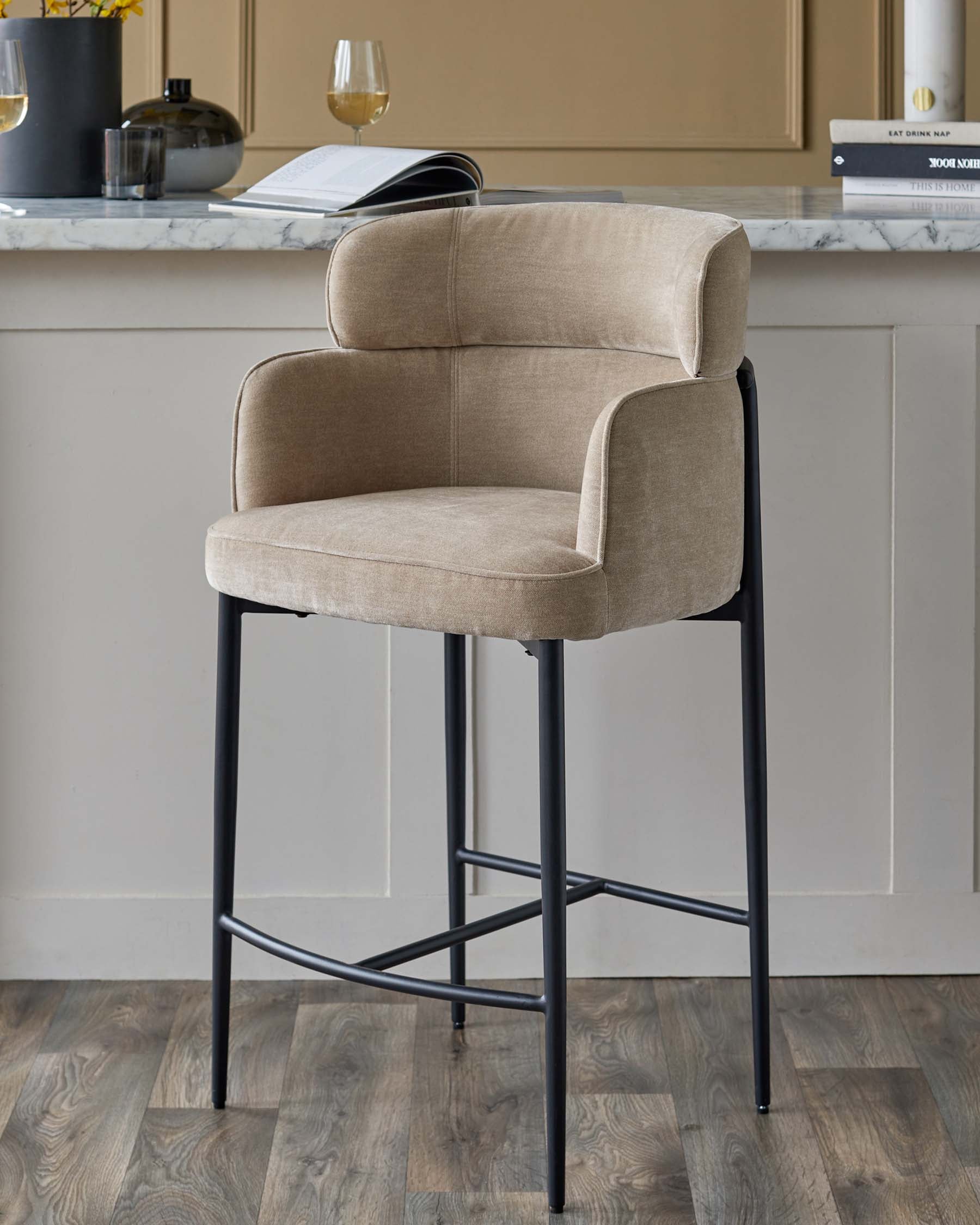 Felix champagne chenille bar stool – Danetti