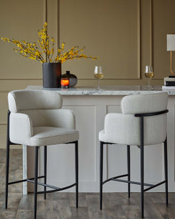 Felix ivory dual tone fabric bar stool – Danetti