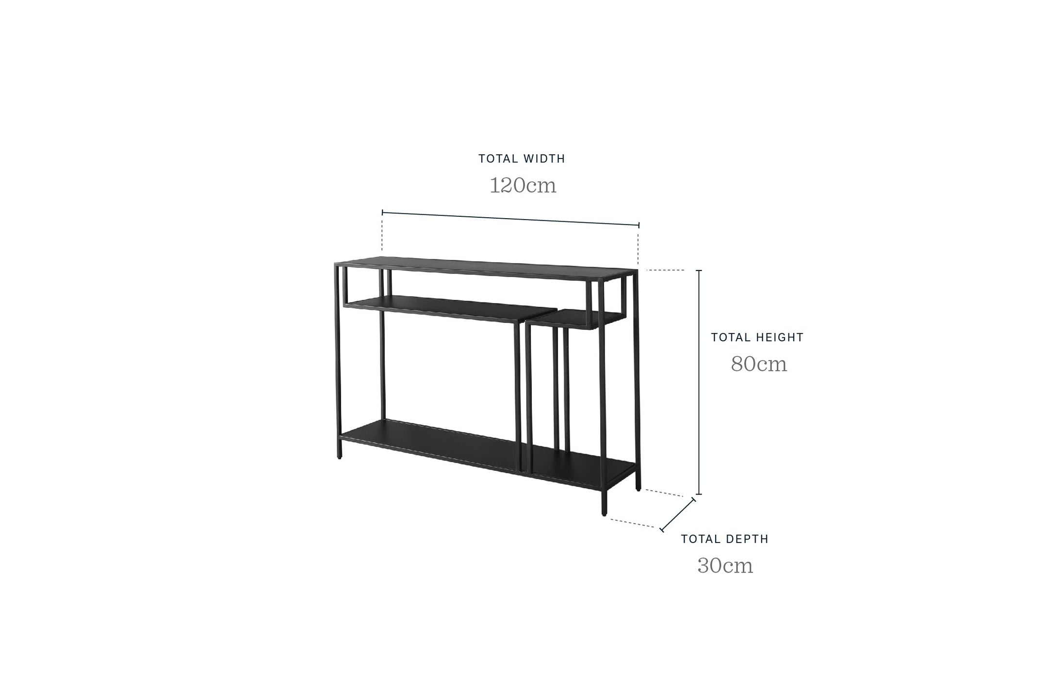 Finley Black Metal Console Table by Danetti