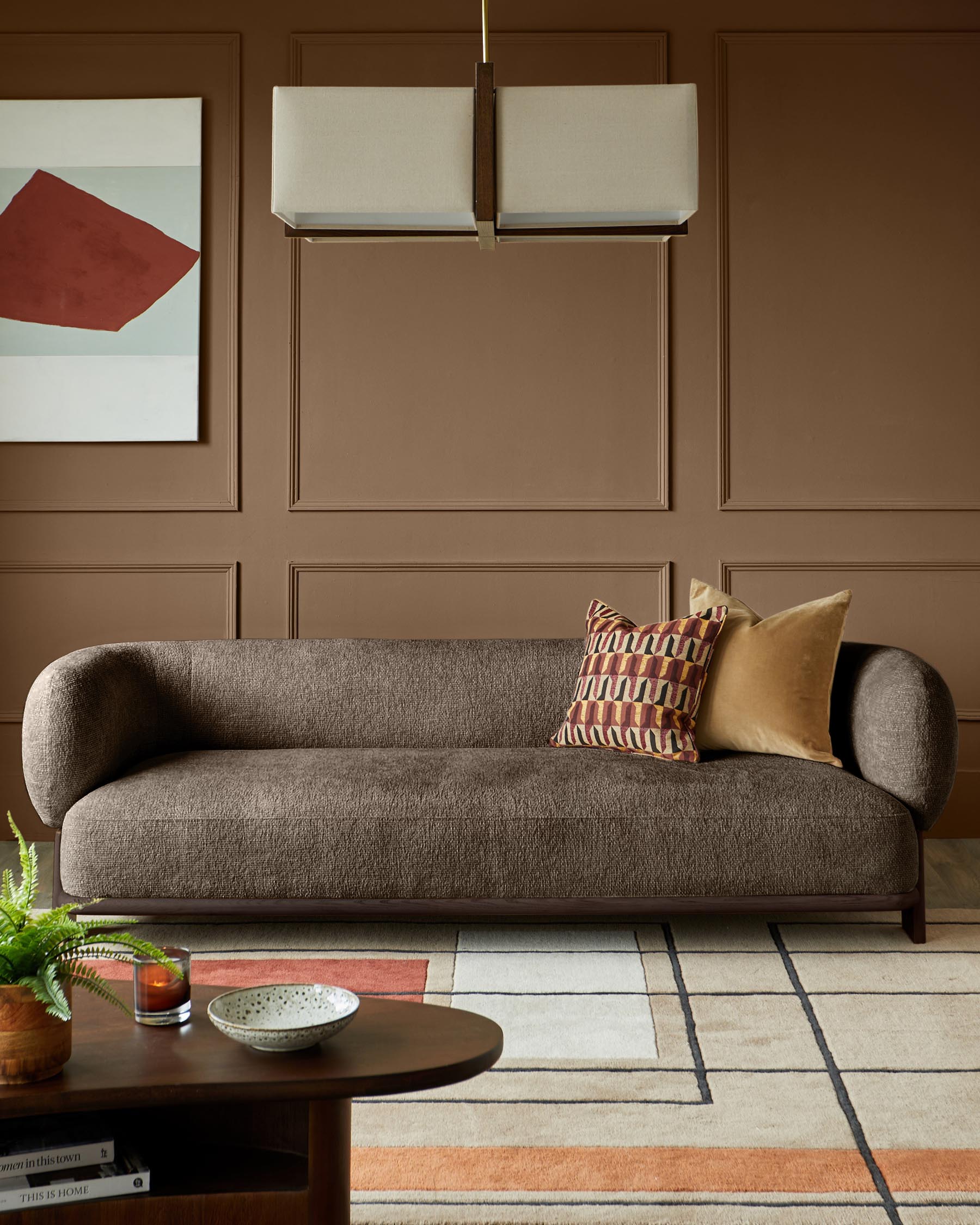Florence mocha fabric 3 seater sofa – Danetti