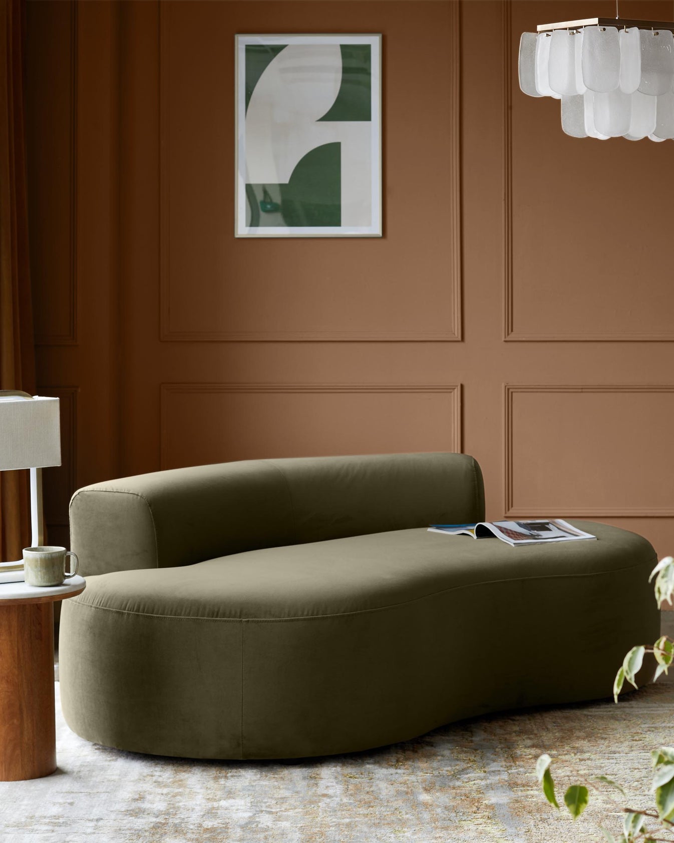 Gianna olive green velvet 2 seater sofa – Danetti