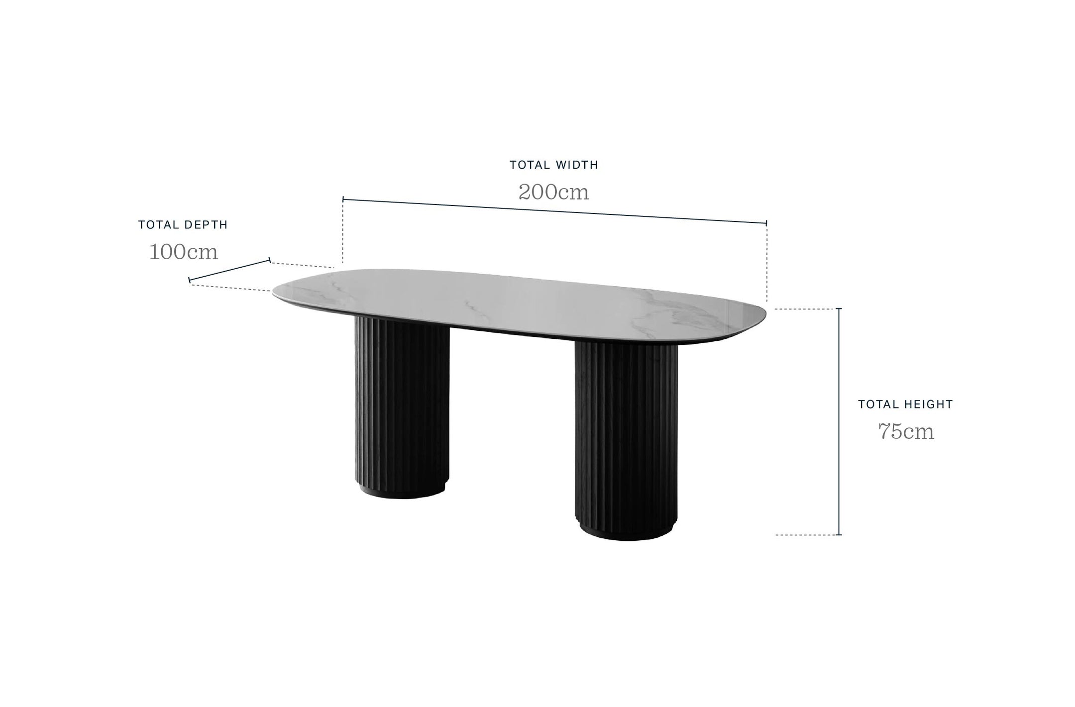 Hanne white ceramic 6 seater dining table – Danetti