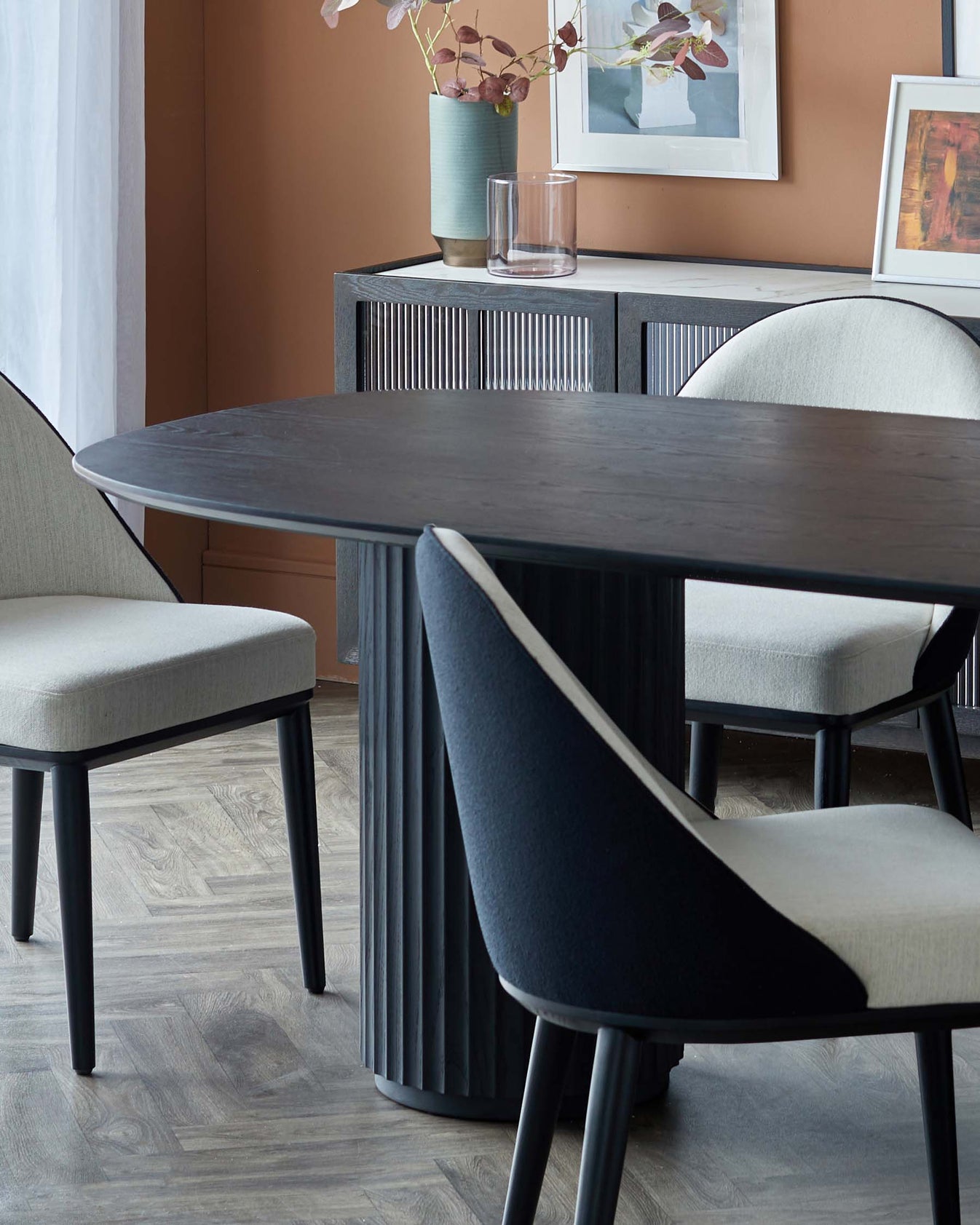 Hanne black oak 6 seater dining table – Danetti