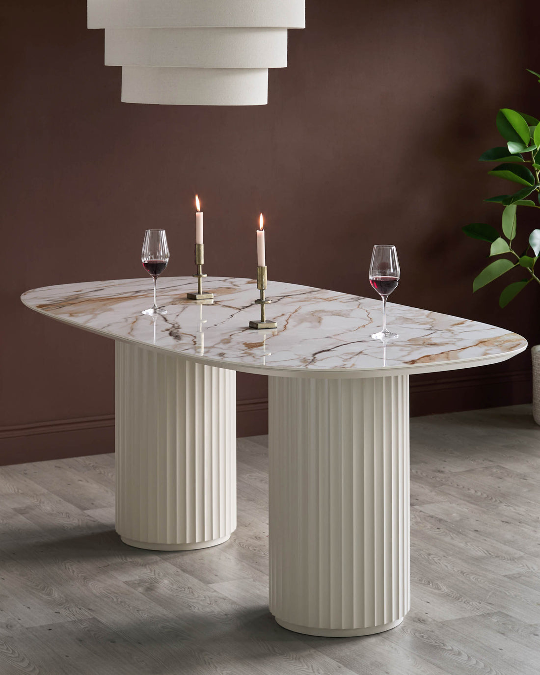 Hanne natural ceramic 6 seater dining table – Danetti