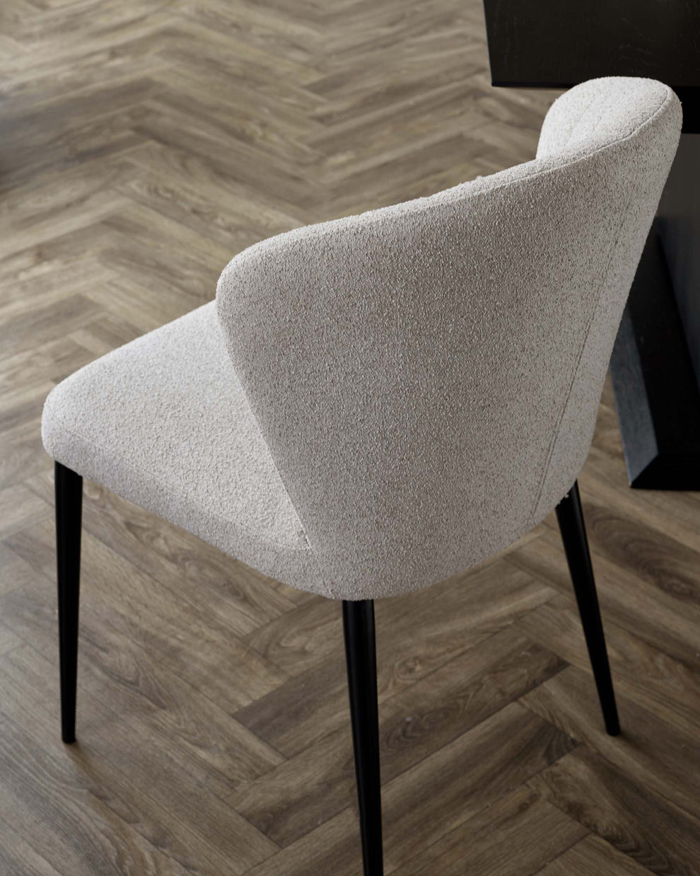 Harper Light Grey Boucle Black Metal Dining Chair – Danetti