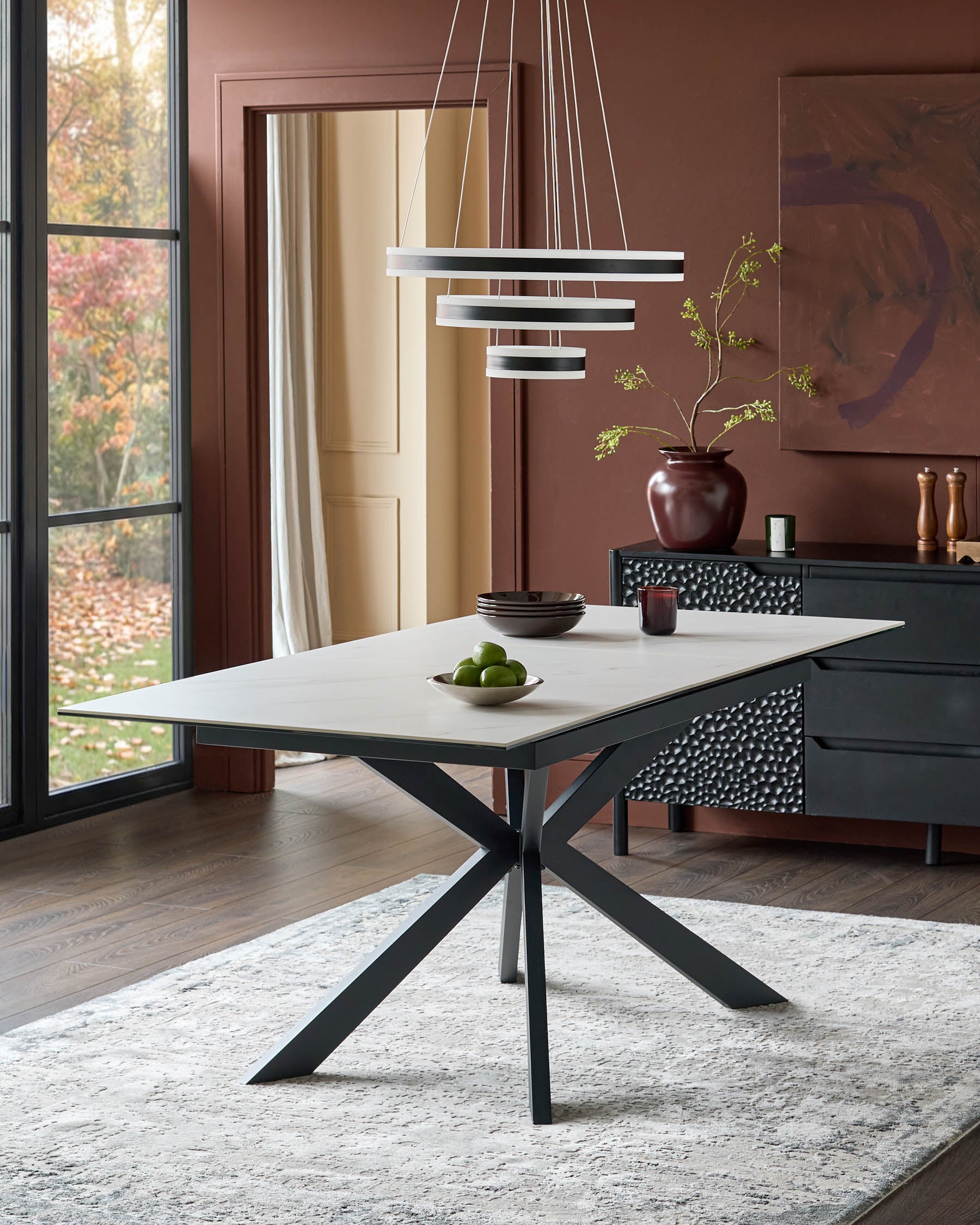 Hayden White Ceramic Marble Extending Dining Table | Danetti