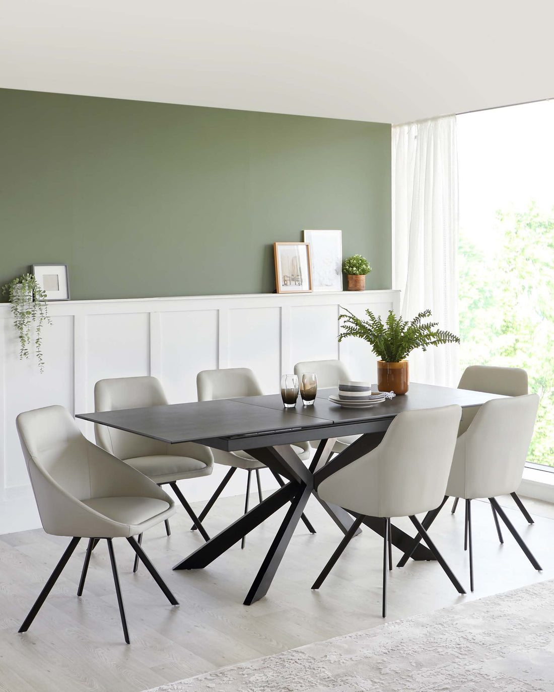 Cleo Light Grey Faux Leather Swivel Dining Chair by Danetti