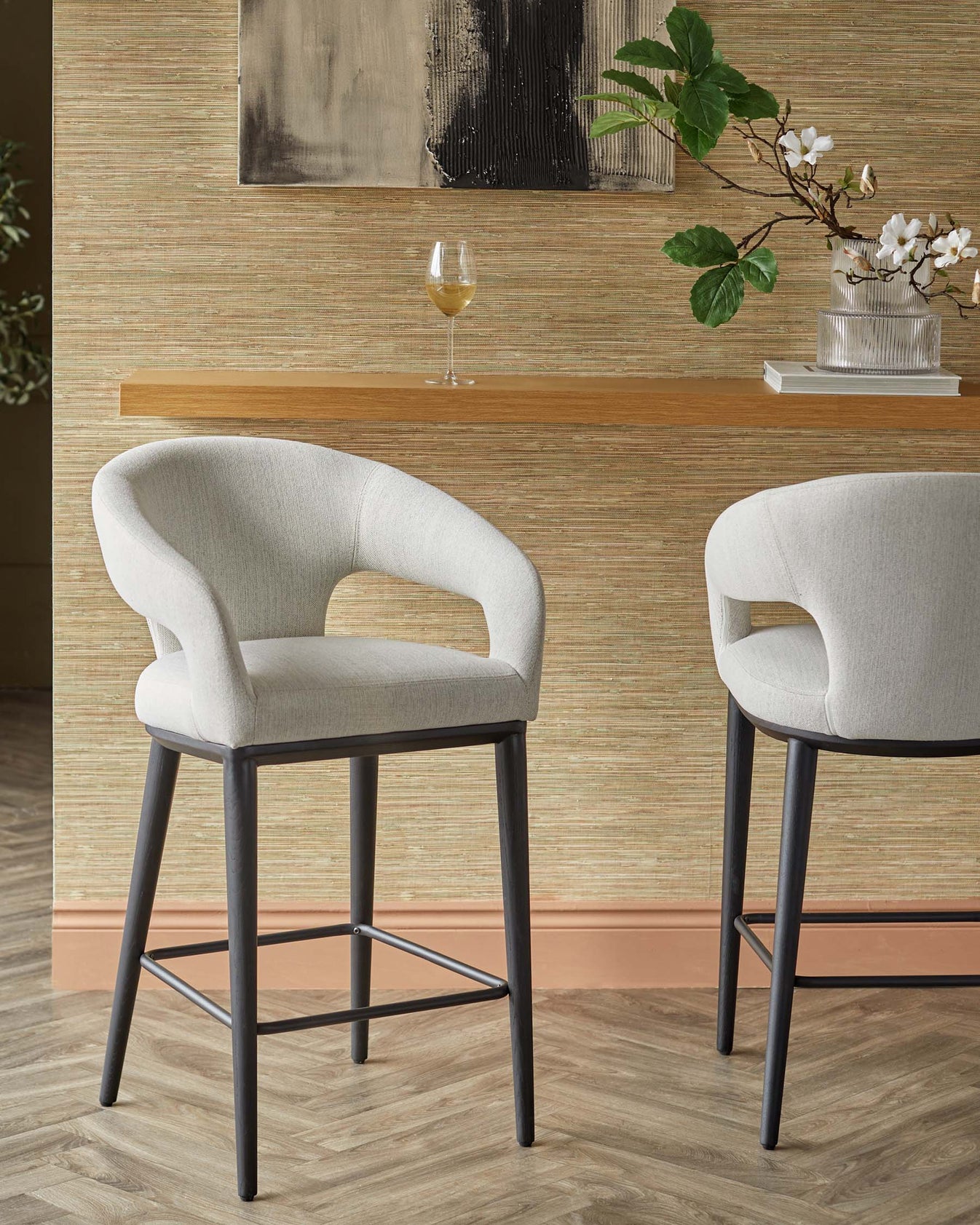 Heath ivory dual tone fabric bar stool – Danetti