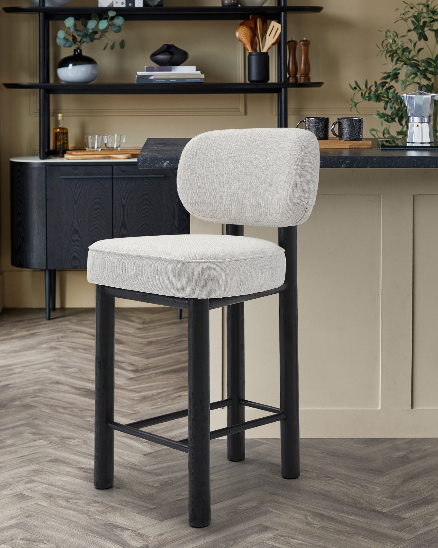 Henley ivory dual tone fabric bar stool – Danetti